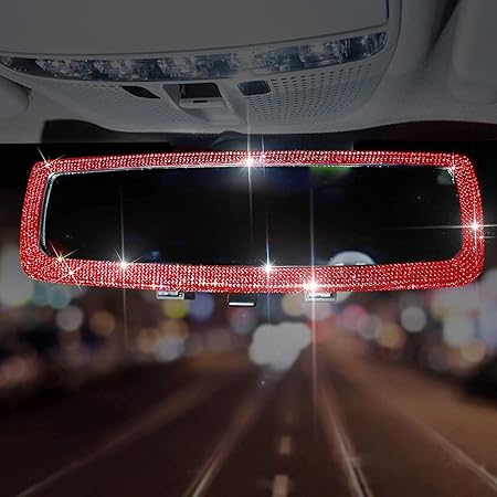 Amazon.com: Dyshuai Bling Car Mirror Rhinestone Car Rear View Mirror ...