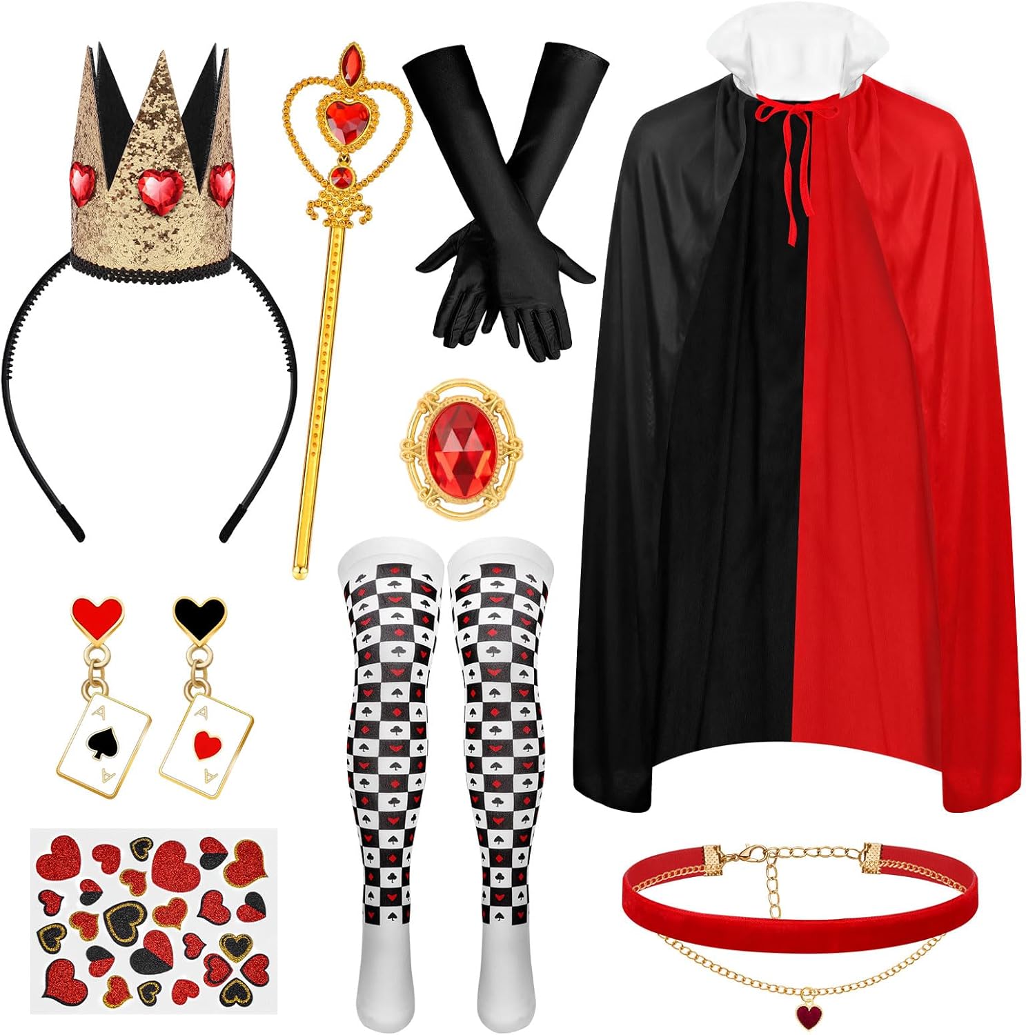Amazon.com: Japior 9 Pcs Red Queen Costume Set for Women Include Red ...