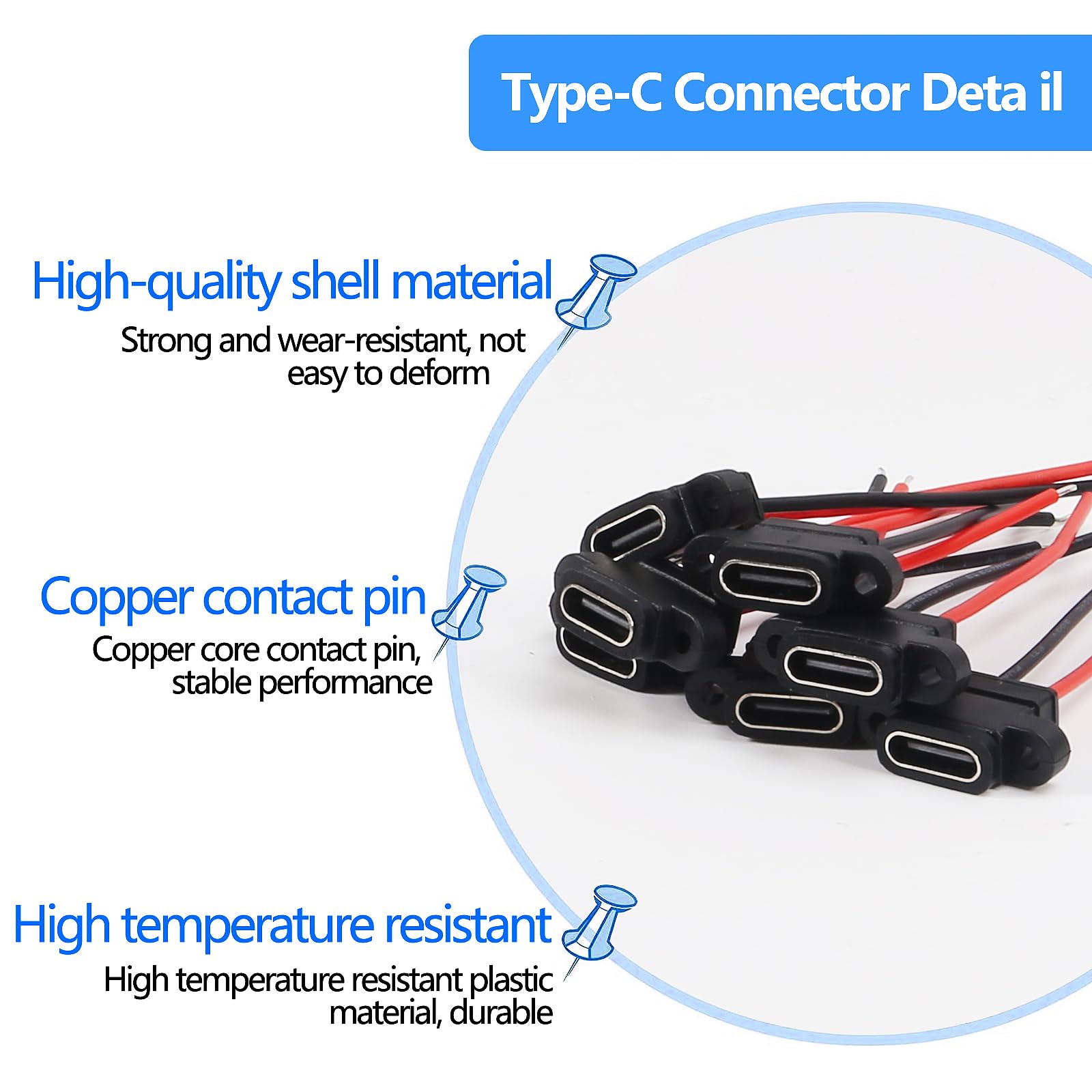 Snapklik.com : 15PCS Type-C Female Chassis Waterproof Connector 2P ...