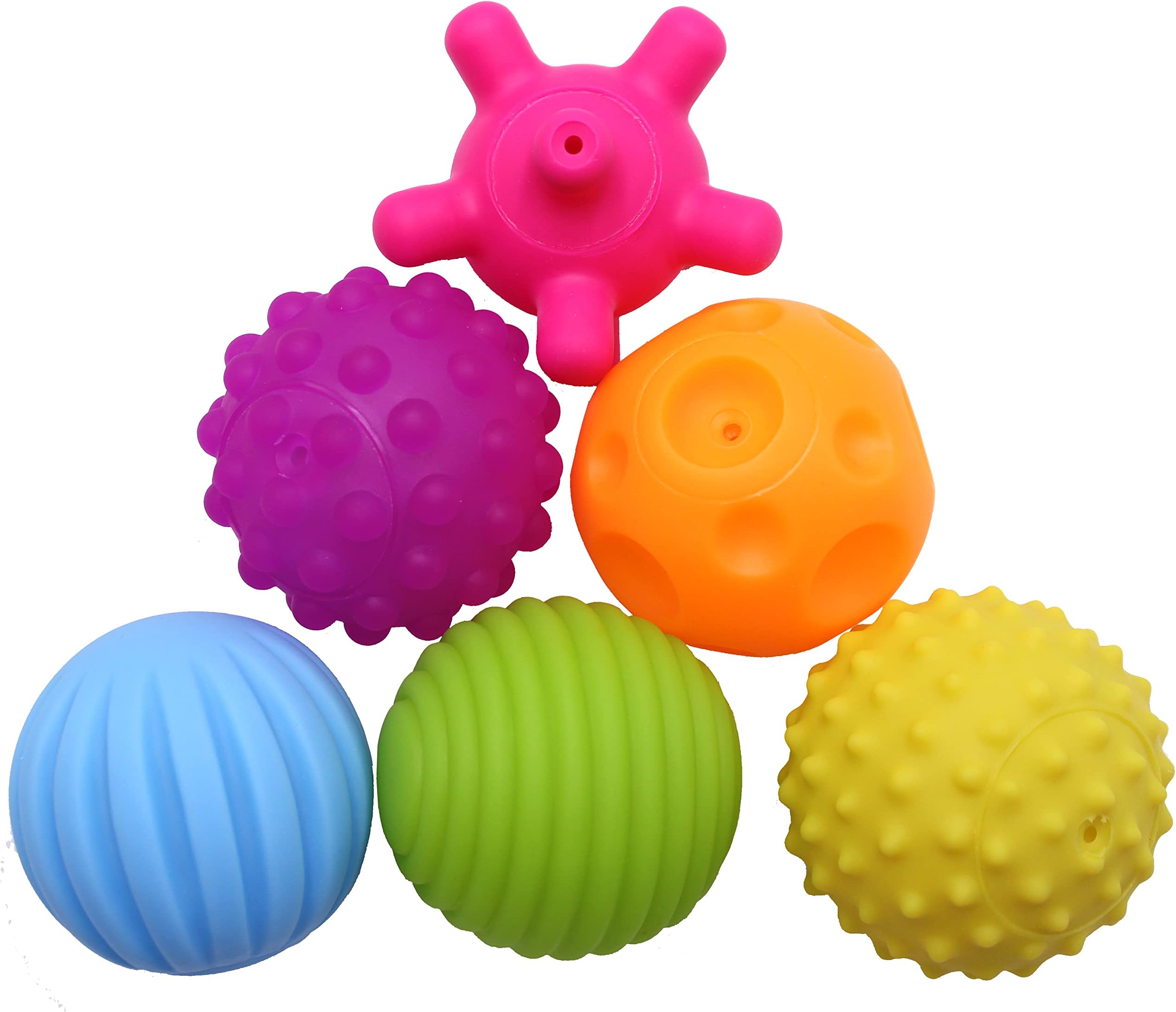 Amazon.com: Edushape Sensory Mini Balls for Baby - Pack of 6 Solid Color Baby Balls That Help ...