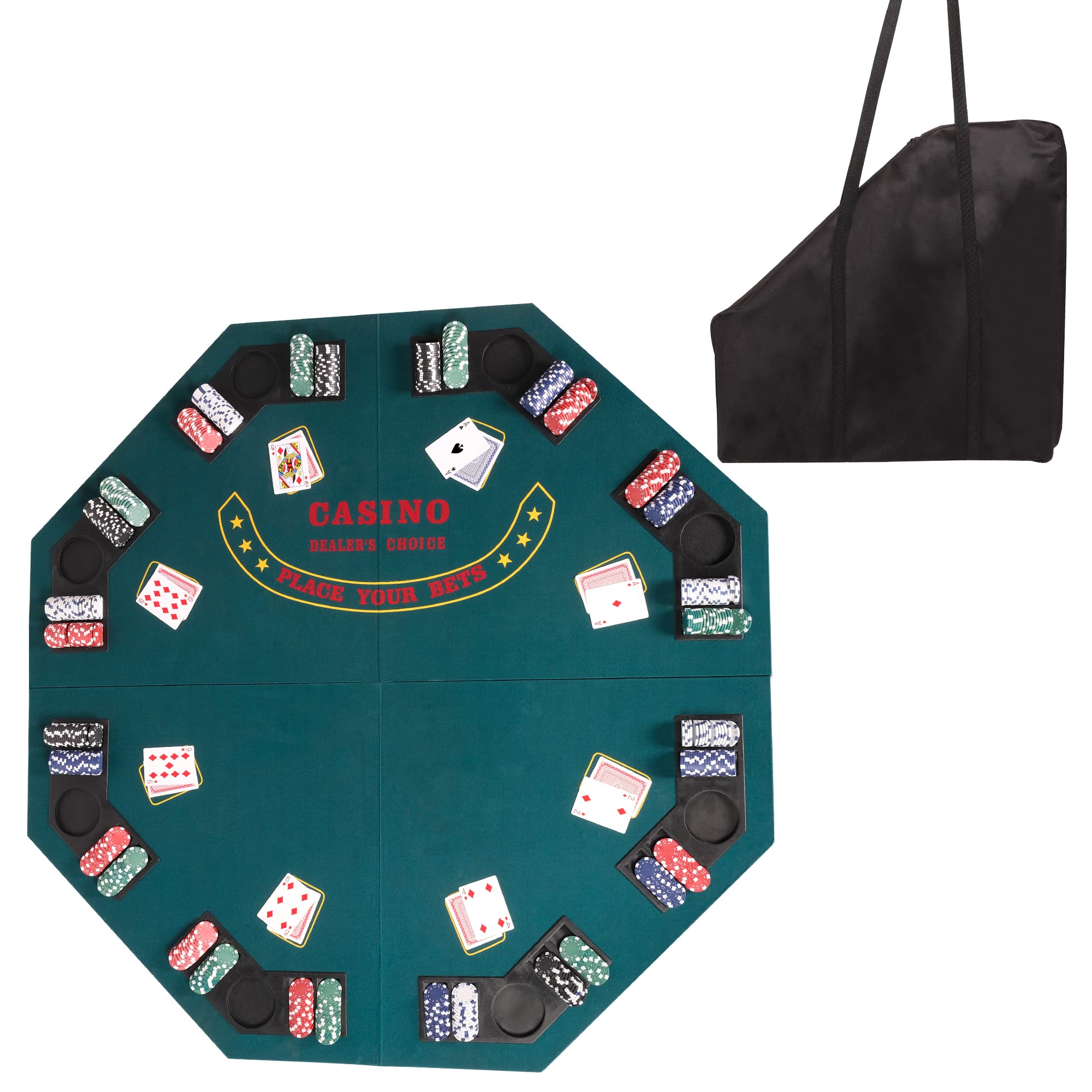 Amazon.com: Livebest 8 Player Poker Table Top Octagon Folding Blackjack ...