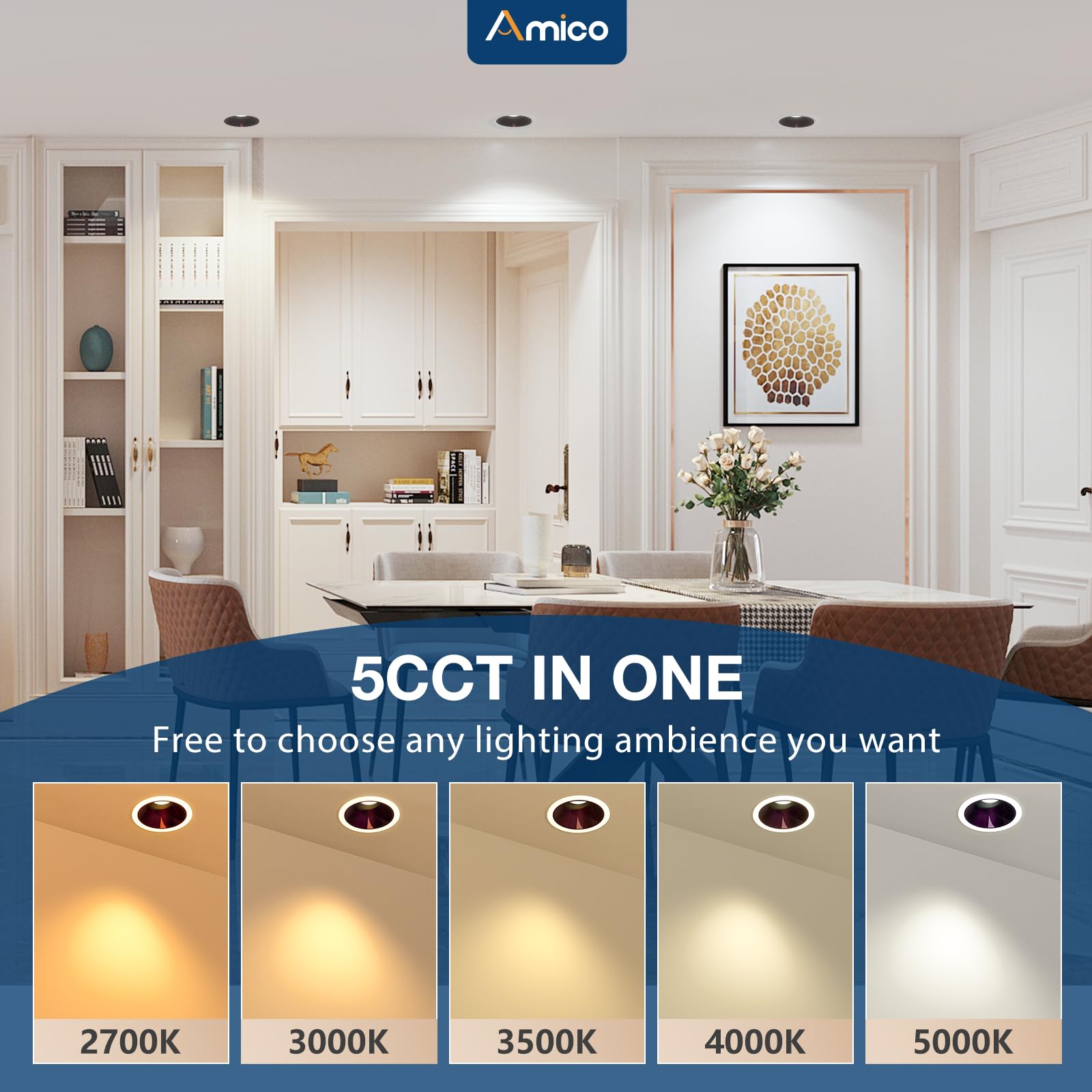 Snapklik.com : Amico 6 Pack 3 Inch Gimbal LED Recessed Ceiling Light