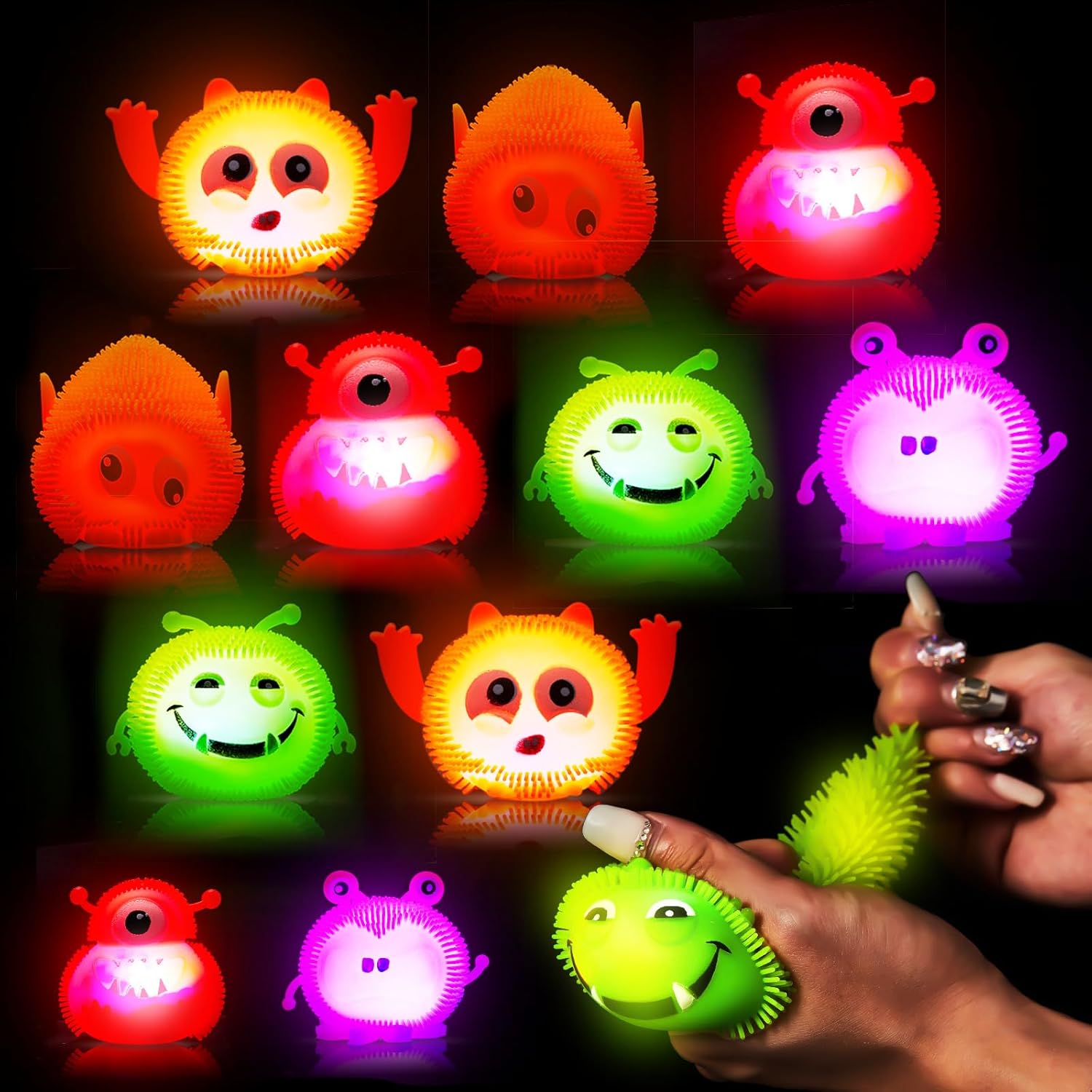 Amazon.com: Deekin 10 Pcs Glowing in The Dark Puffer Balls Party Favors ...