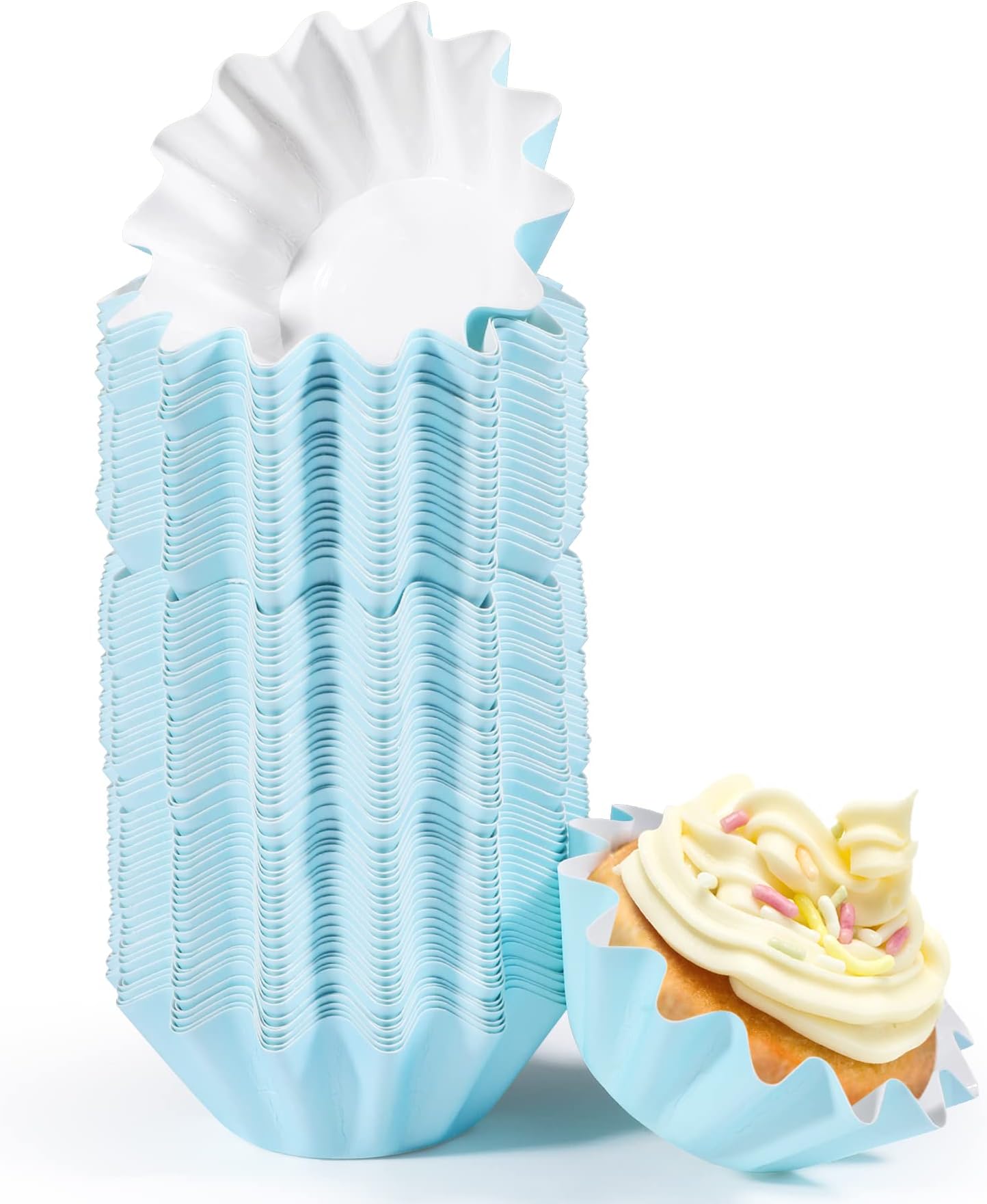 Amazon.com: 300 count Cloud Blue Cupcake Liners White Light Cupcake ...