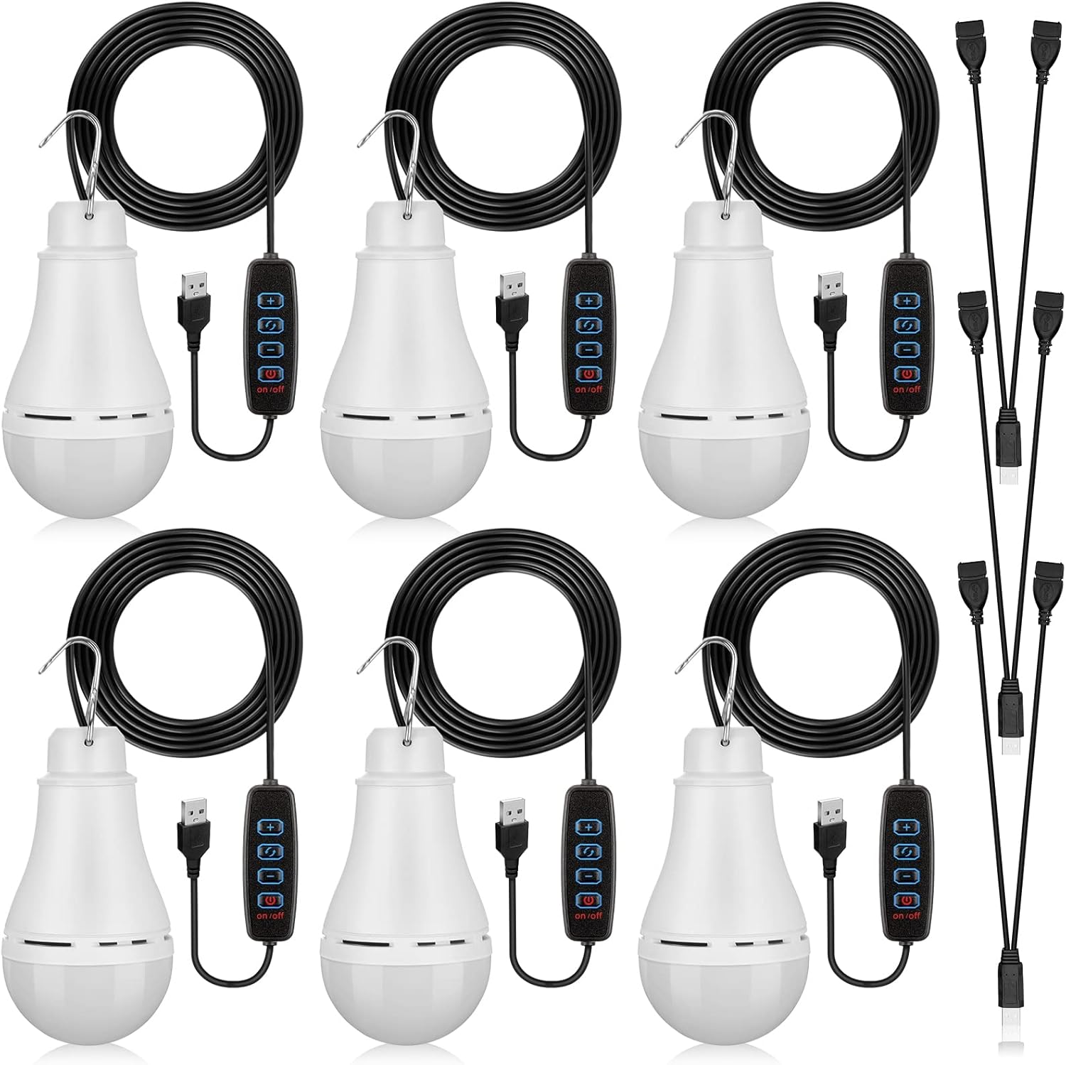 Amazon.com: Kittmip 6 Pcs USB Light String LED Portable Light Bulb Rechargeable USB Strip ...