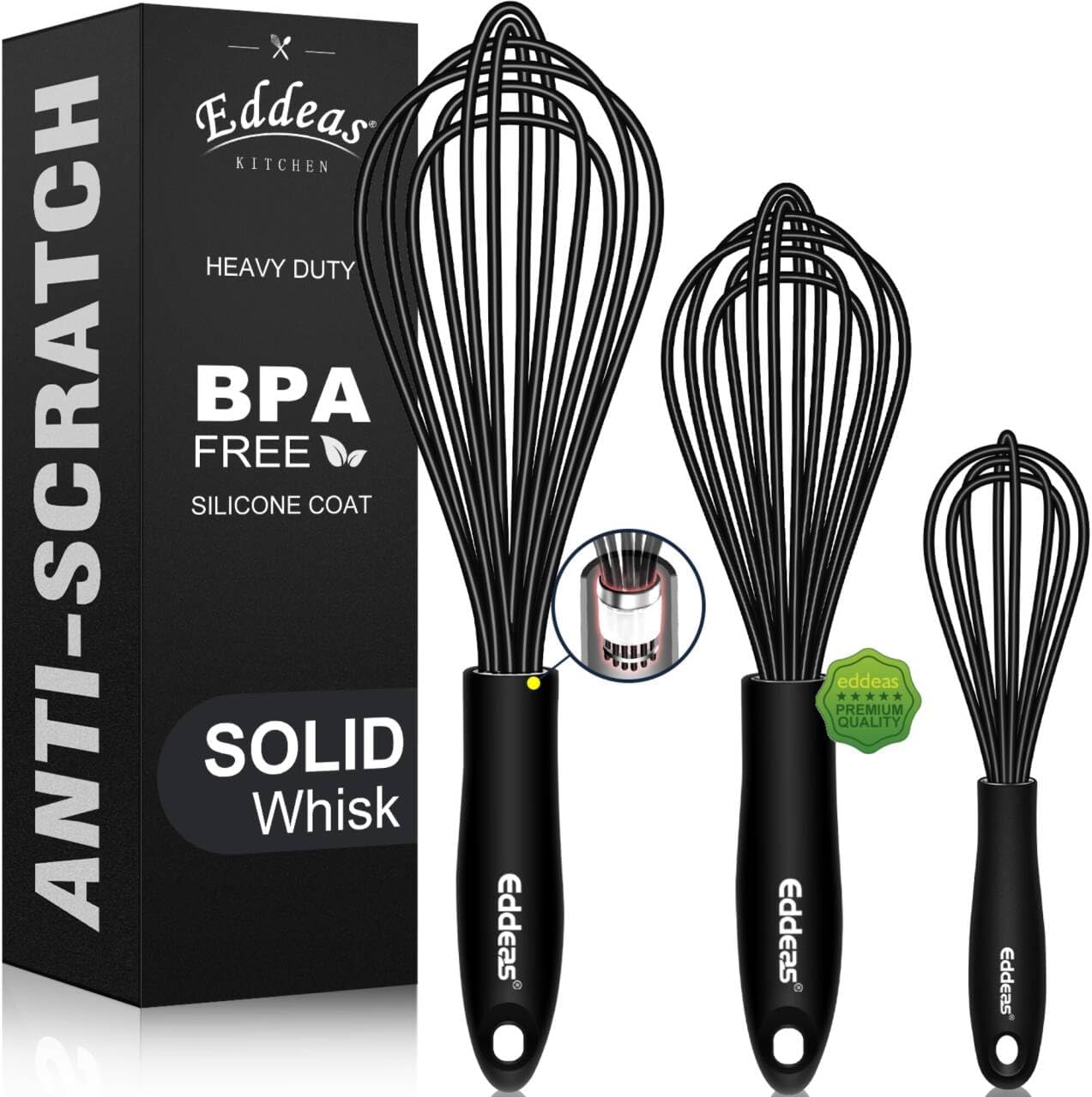 Amazon.com: Silicone Whisks set with 7+5in mini stainless steel whisk ...