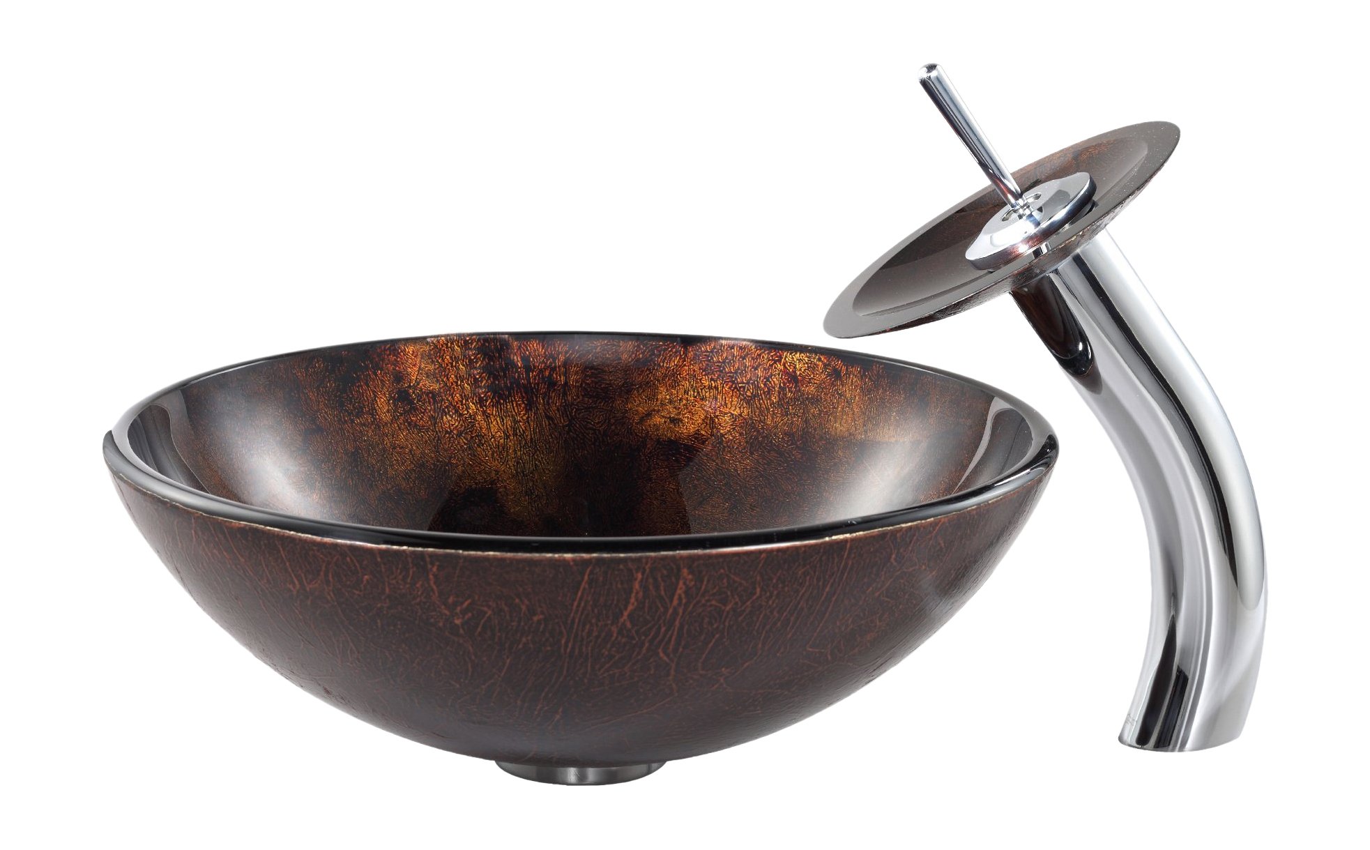 Snapklik.com : KRAUS Pluto Glass Vessel Sink In Brown