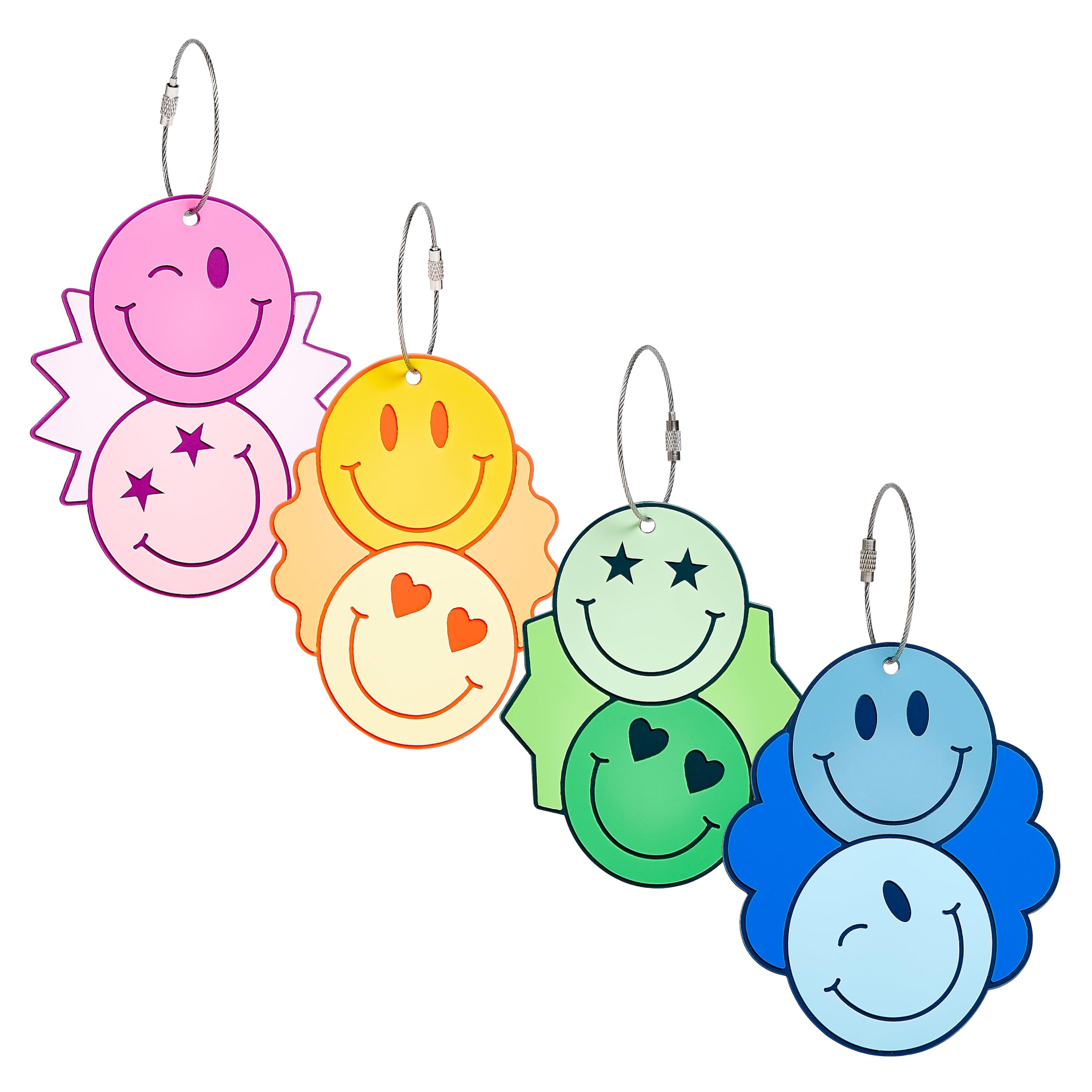 Snapklik.com : Dwell Studio Smiley Faces Luggage Tags - Vibrant Set Of Four