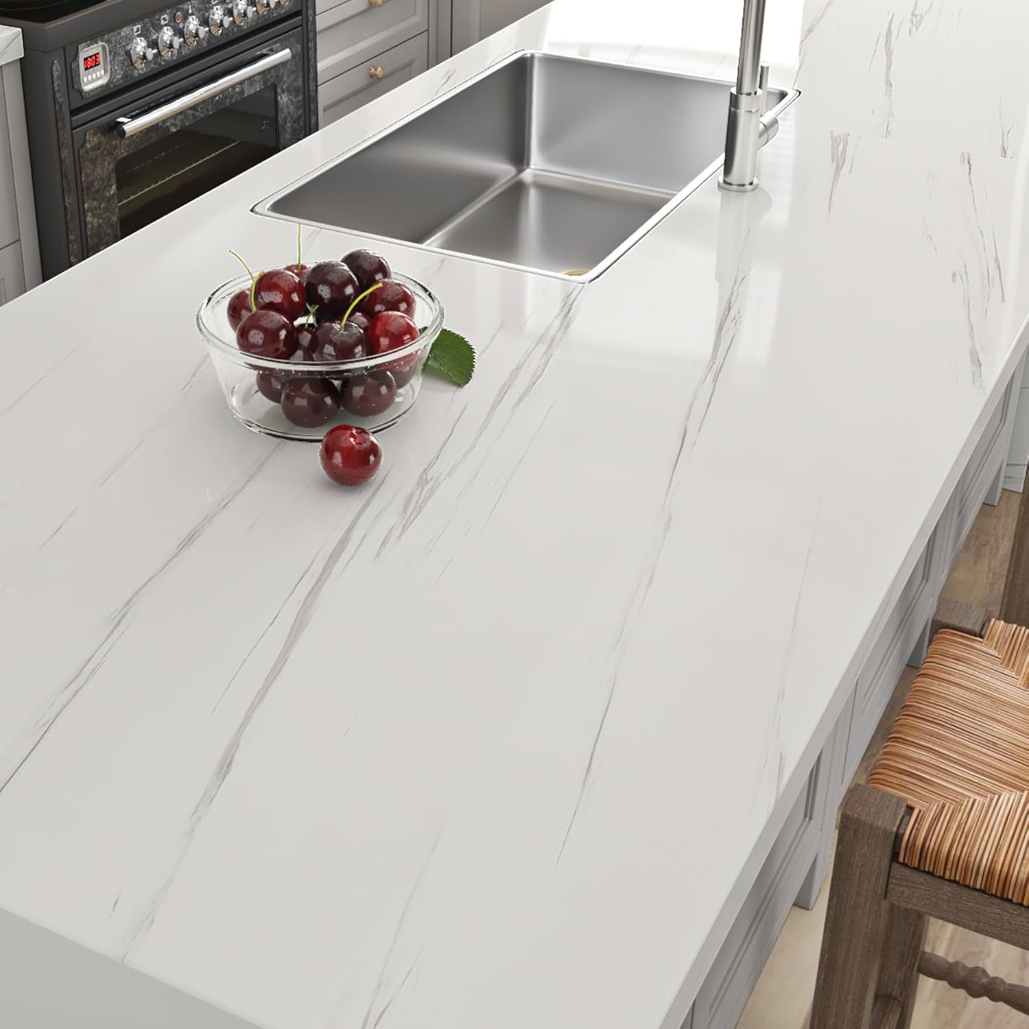 Wallink 30x118 Inch Glossy Marble Contact Paper for Countertops ...