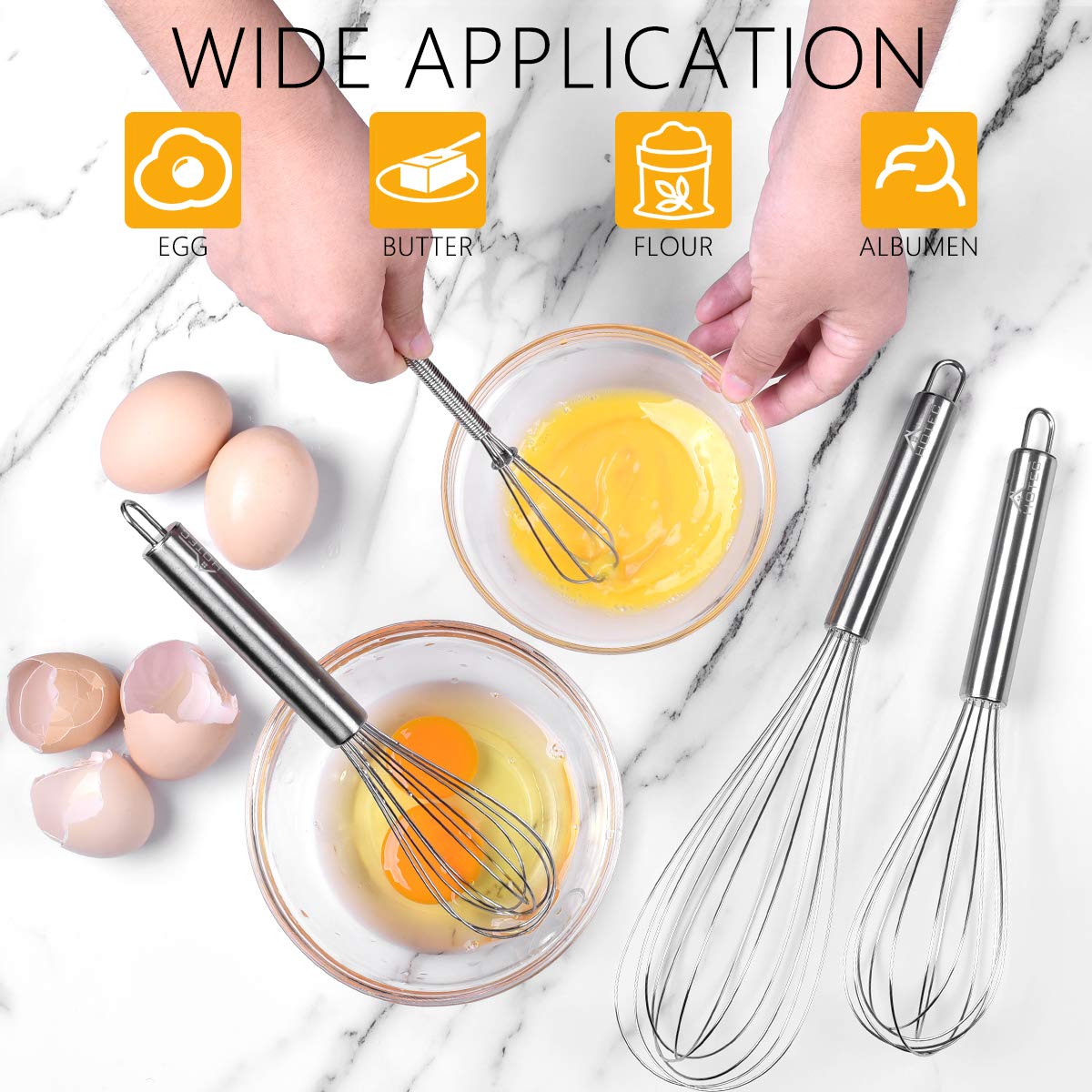 Snapklik.com : HOTEC 4 Pieces Stainless Steel Whisks Set Wire Whisk ...