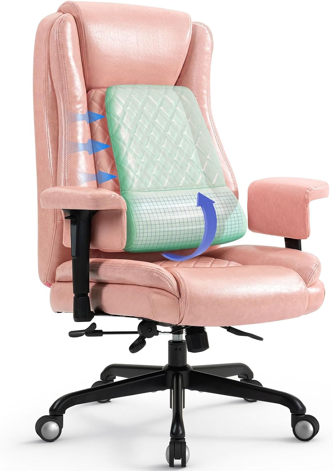 Amazon.com: YAMASORO Pink Office Chair Leather Ergonomic Desk Chairs ...