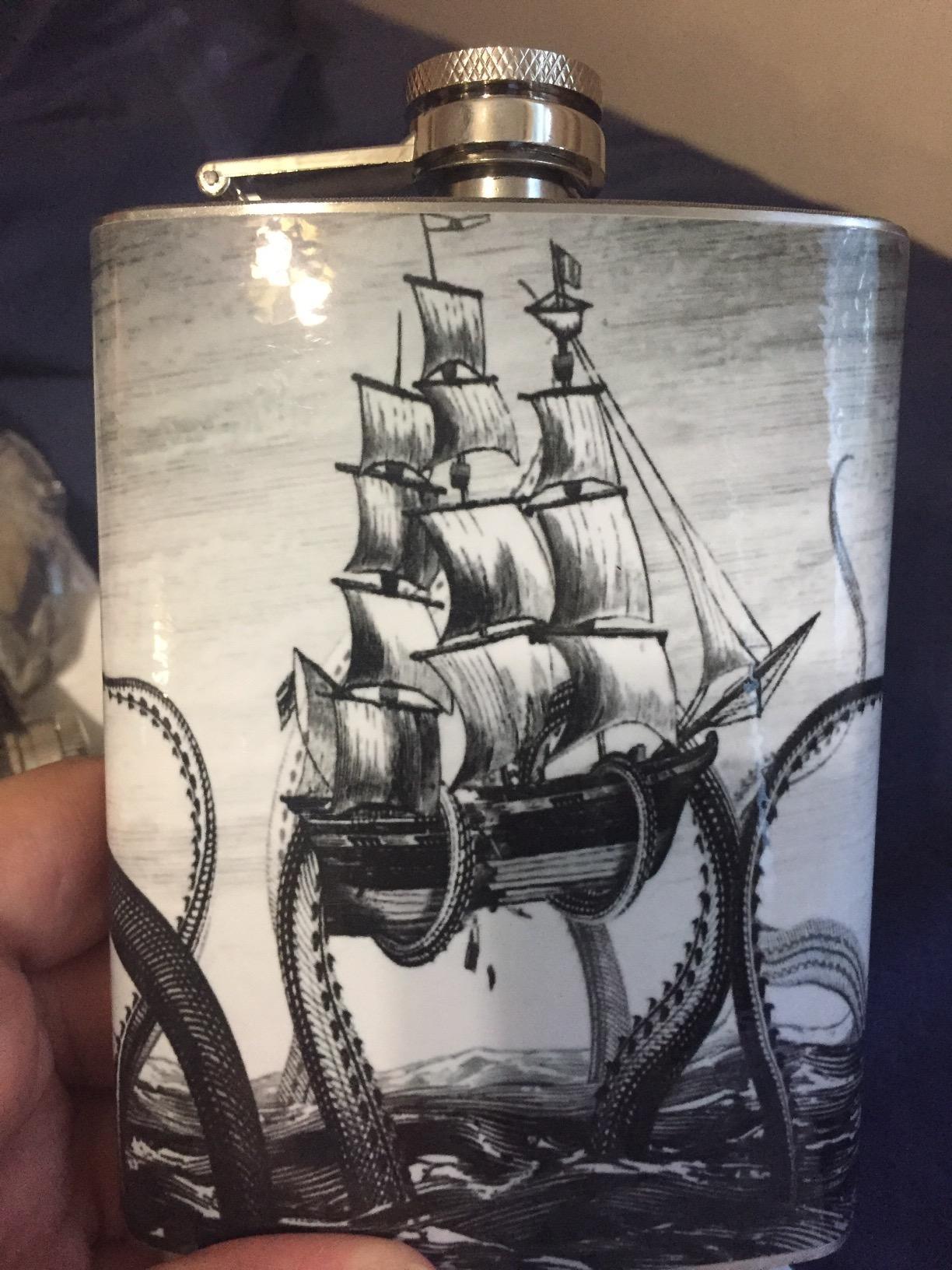 Amazon.com | Octopus Design 02 Kraken Attaking A Ship Flask 8oz ...