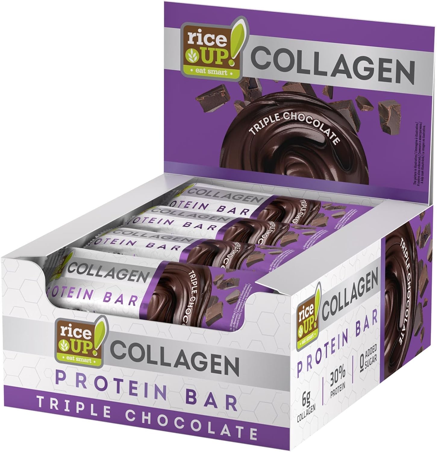 NEW!!! RiceUP! Collagen Protein bar Triple Chocolate 12 x 50g | 6g ...