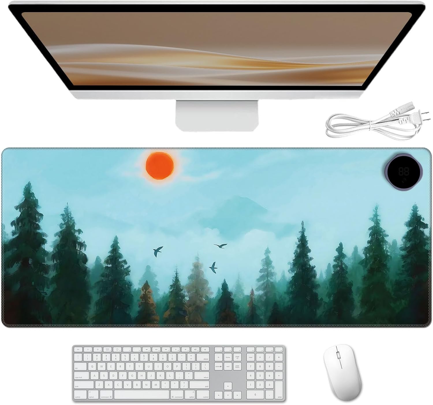 Amazon.com: Heated Desk Pad 31.5" x 13" 3 Large Heated Mouse Pad with ...
