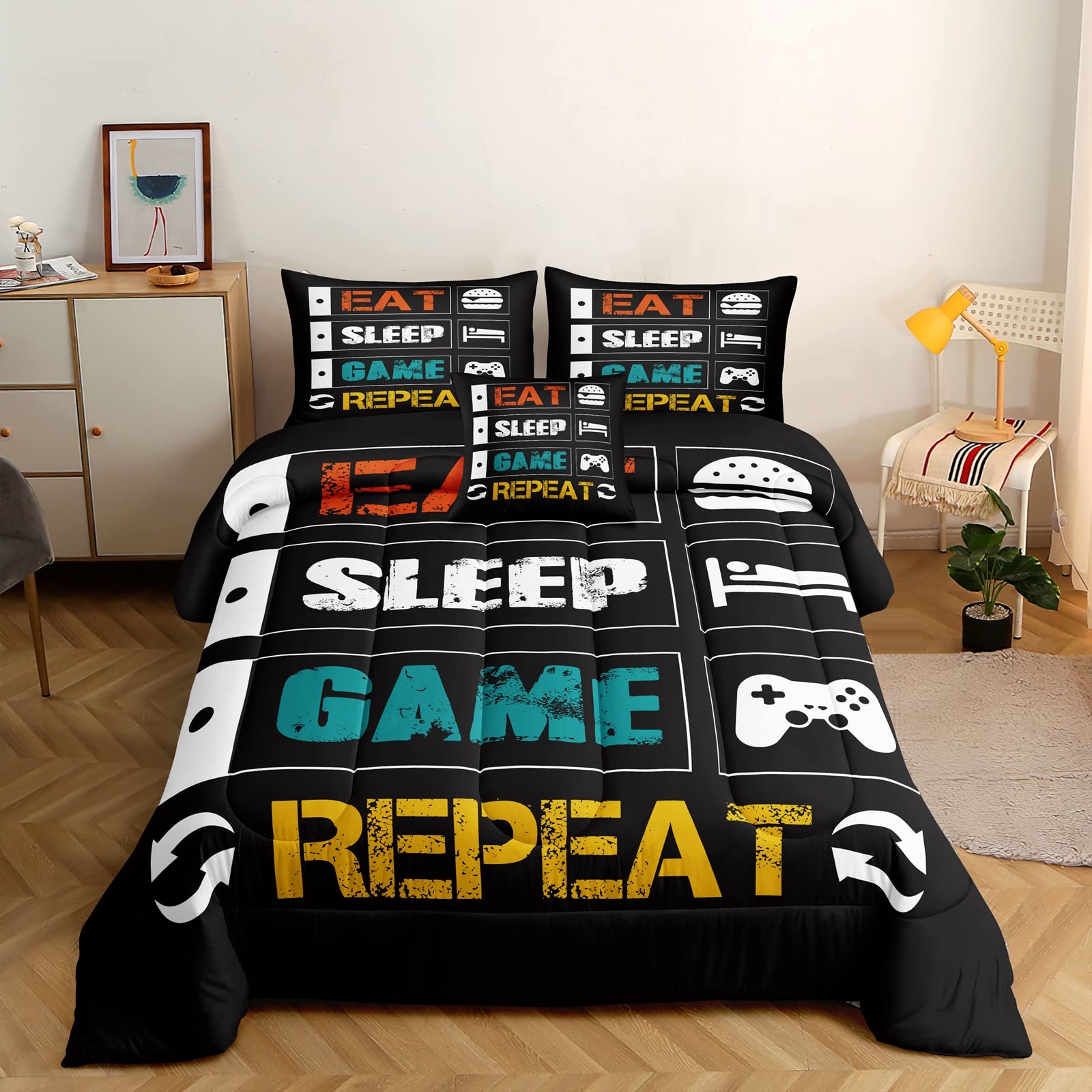Amazon.com: ROWADALO 6 Pieces Gaming Bedding Set for Boys Gamer ...