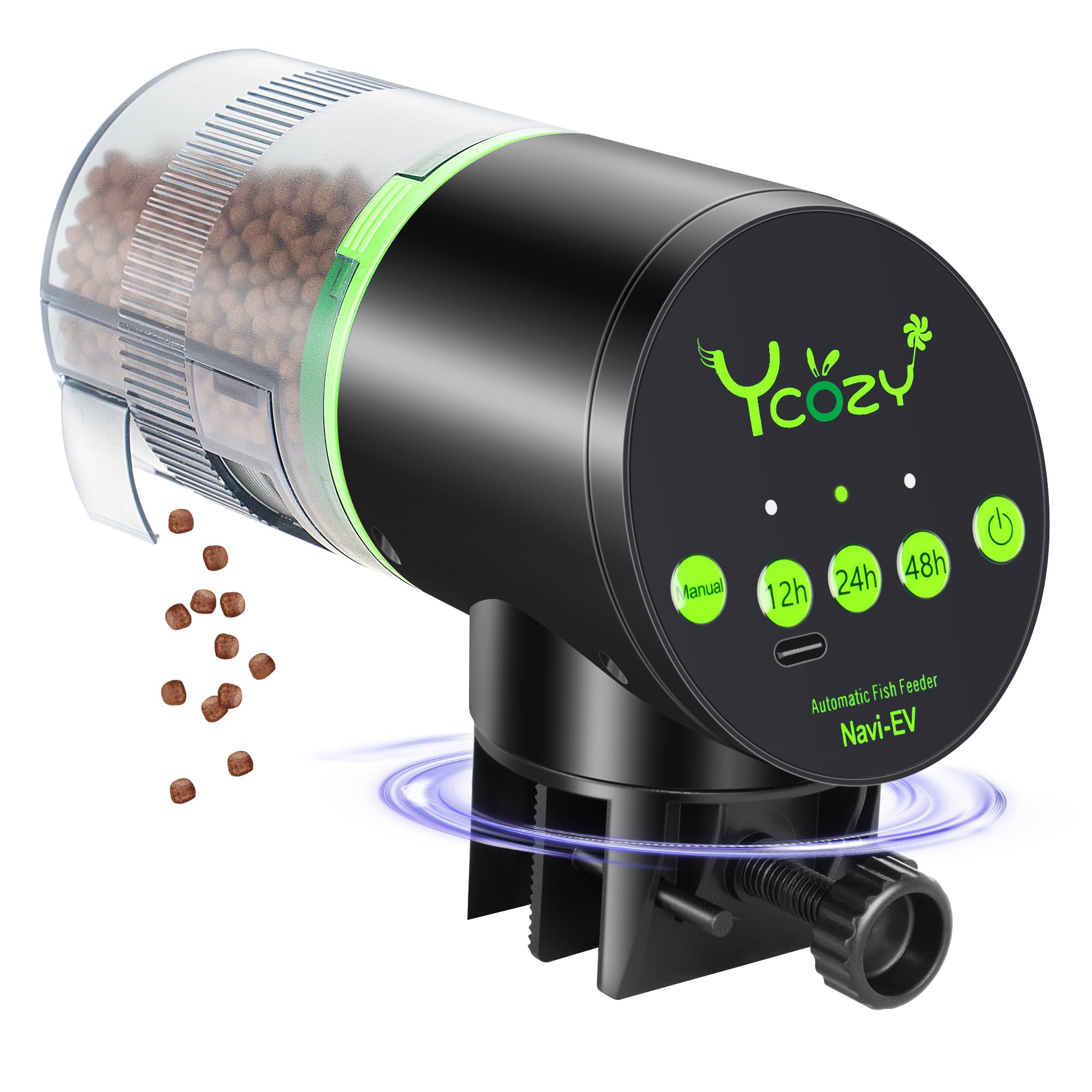 Ycozy Automatic Fish Feeder Rechargeable with USB Cable Moisture-Proof ...