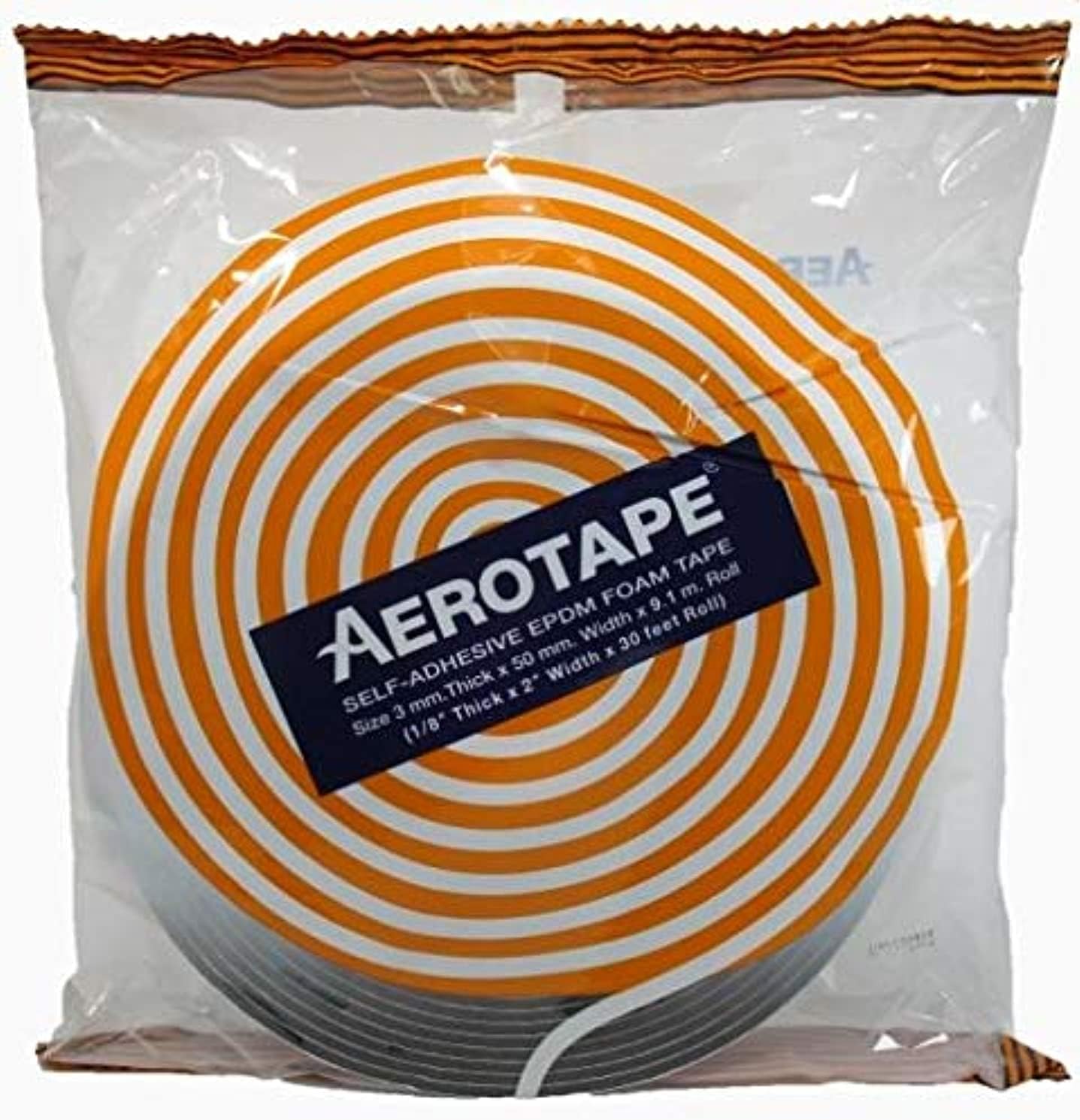 AEROTAPE SELF-ADHESIVE EPDM FOAM TAPE Size: 3mm thick * 50mm width * 9 ...