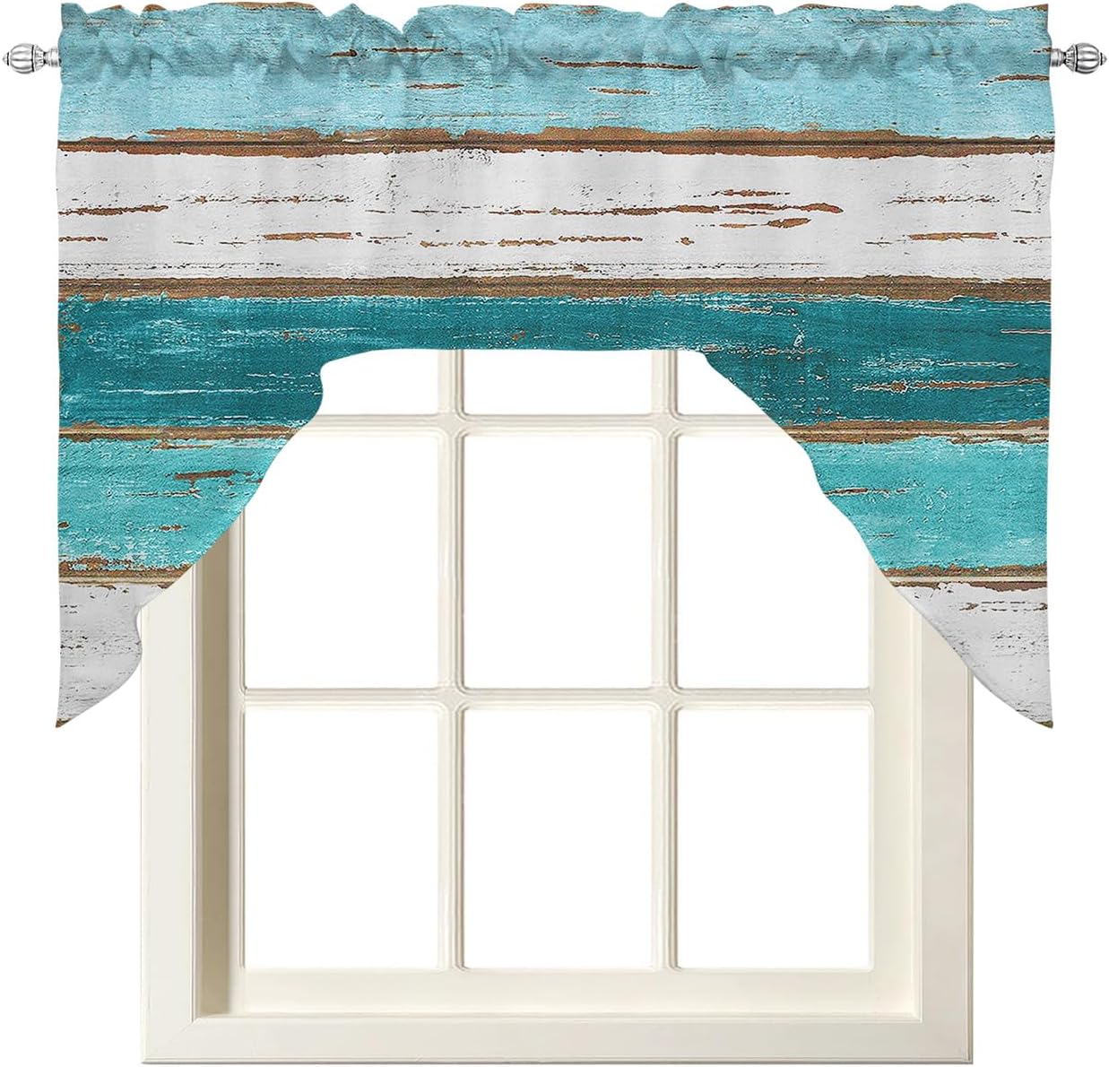 Amazon.com: Qumstemily Swag and Valance for Bedroom Windows, Aqua Ombre ...