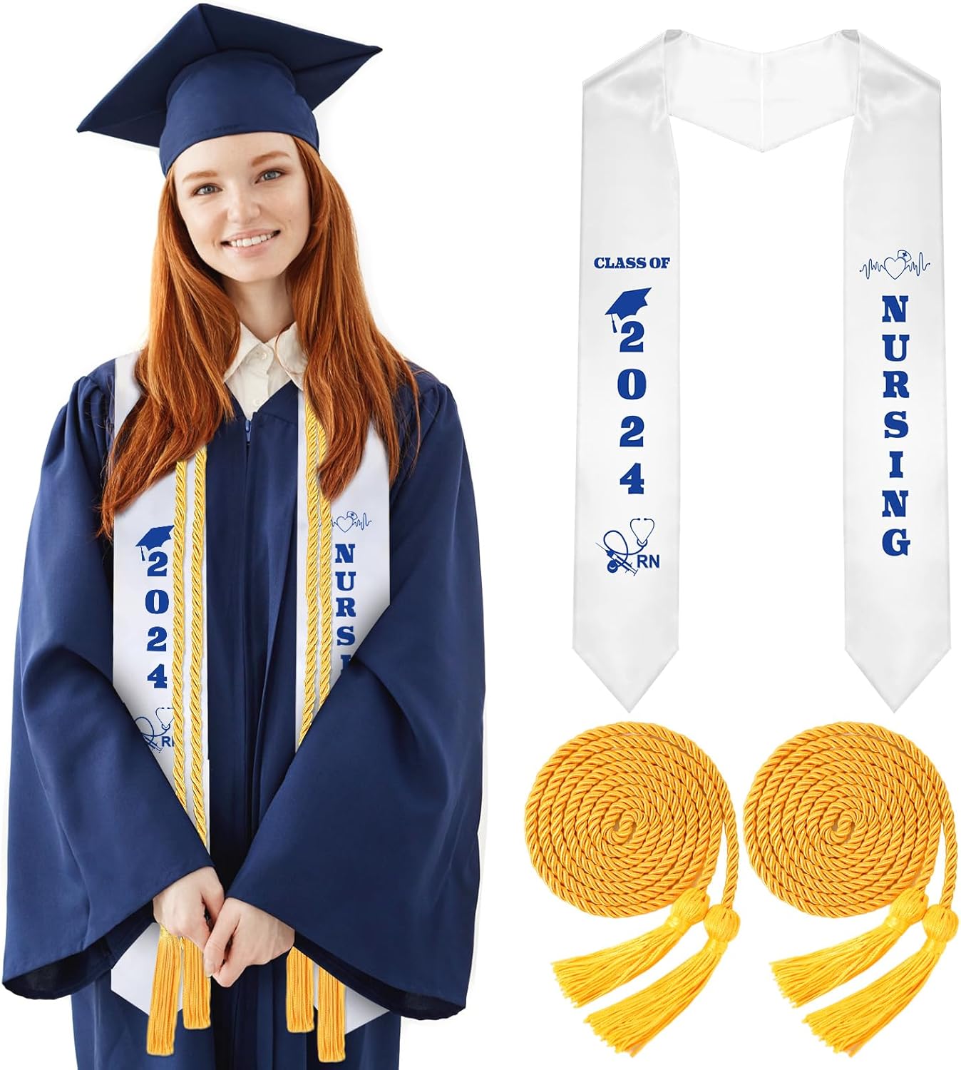 Amazon.com: 3 Pcs Nurse Graduation RN Stole Nursing Graduate Sash and 2 ...