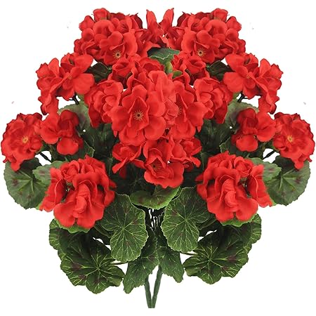 Amazon.com: OakRidge Silk Geranium Bush – Artificial Flowers Outdoor ...