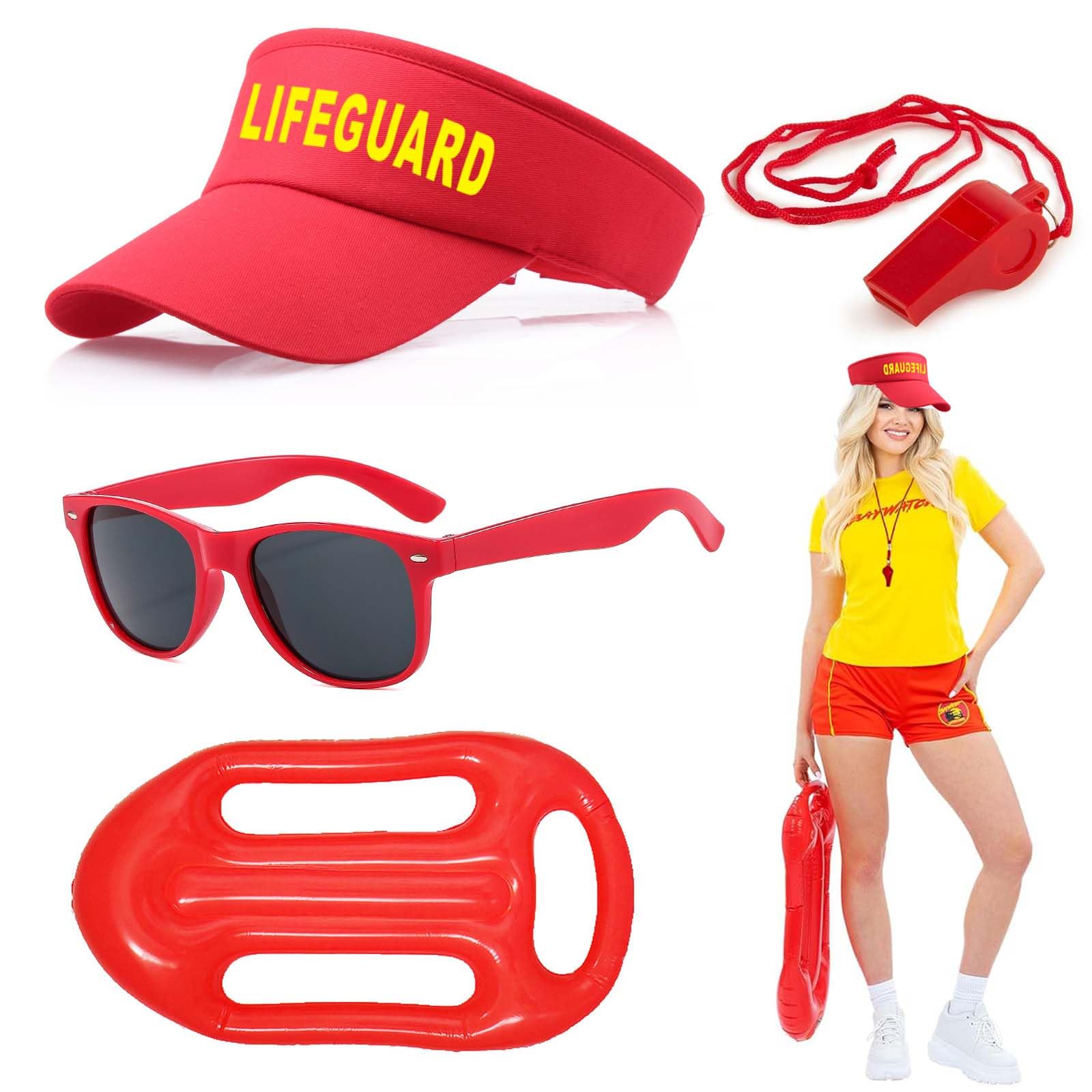 Tbczvx 4Pcs Lifeguard Accessories, Lifeguard Costume Red Set, Lifeguard ...