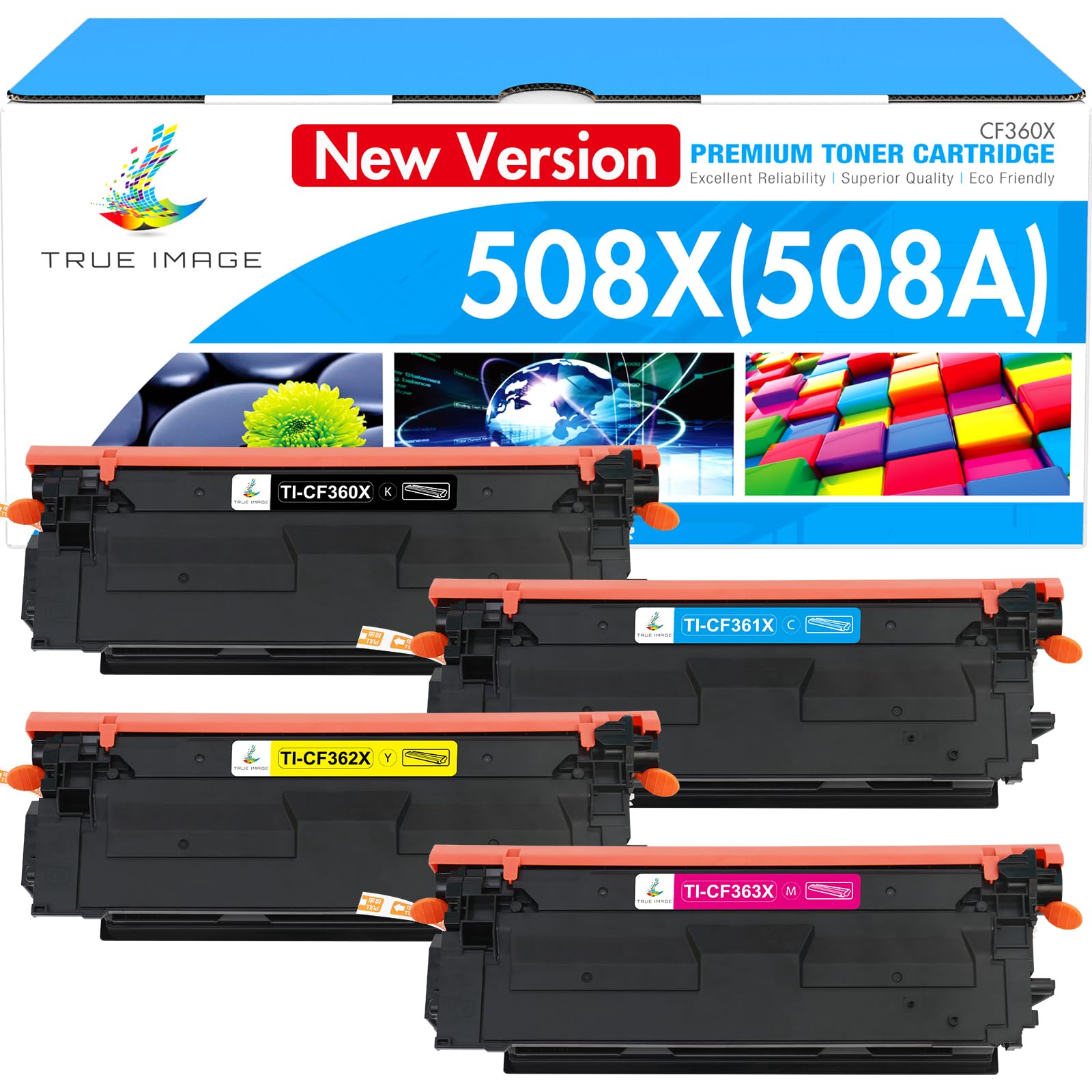 508X 508A Toner Cartridges Set: 4 Pack High Yield M553 Compatible ...