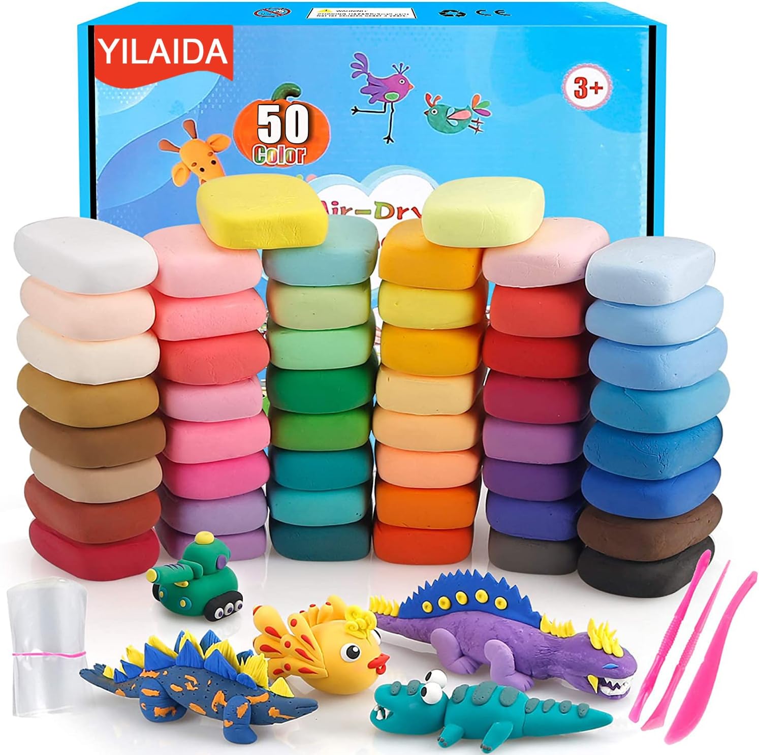 YILAIDA Air Dry Clay, 50 Colors Modeling Clay Ultra Light Non-Toxic ...