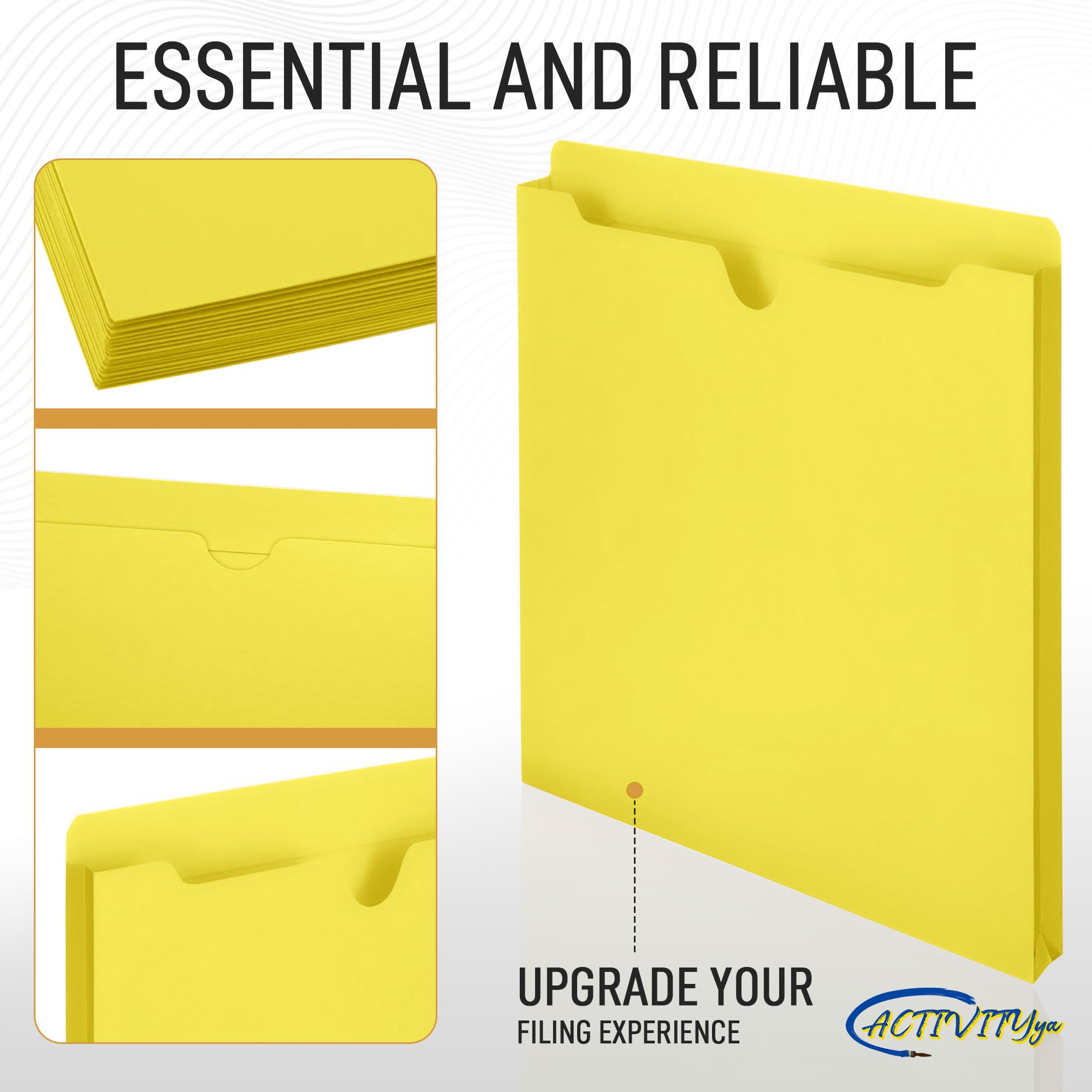 Snapklik.com : Yellow File Jackets, 1 Inch Expansion, Letter Size ...