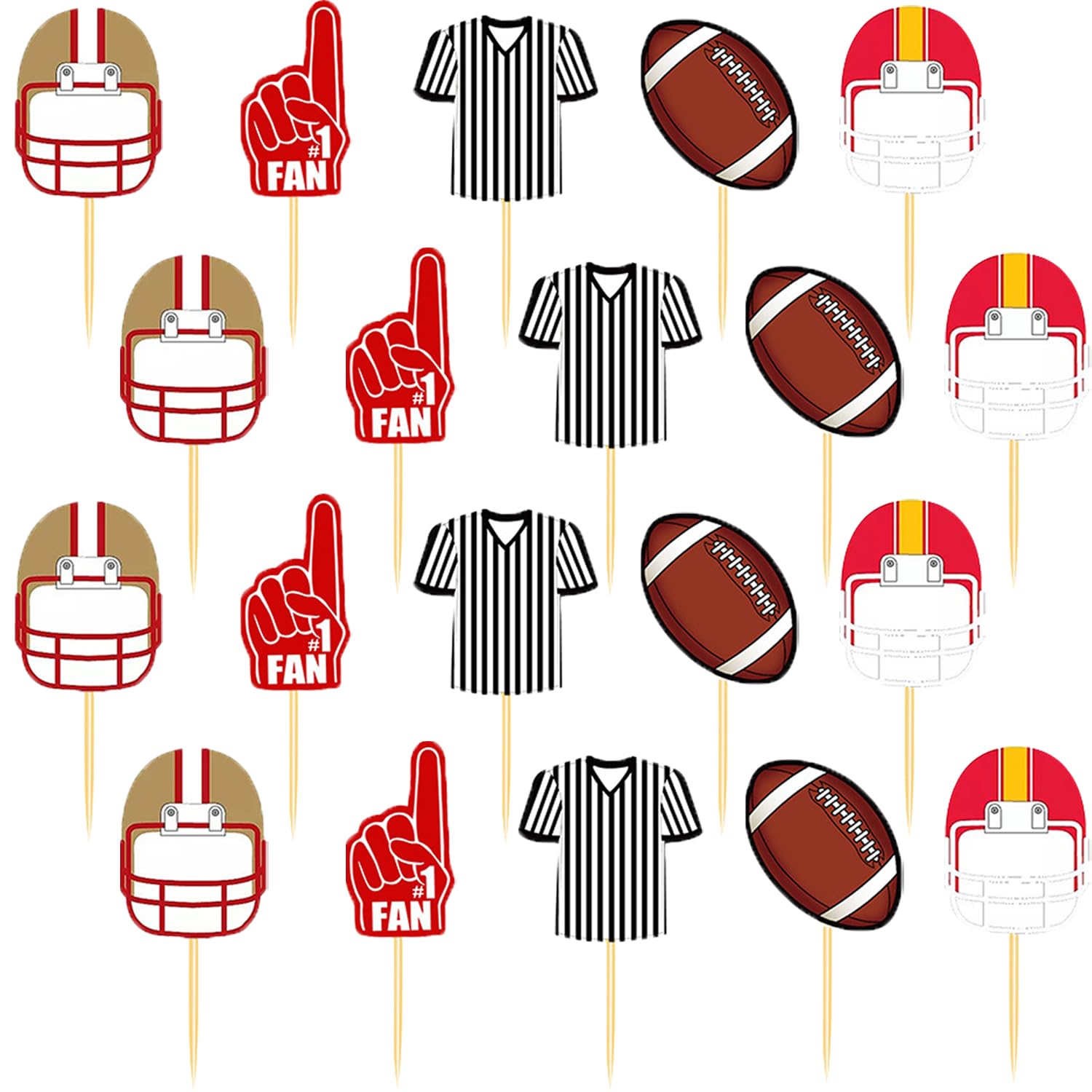 Amazon.com: 20 Pieces American Football Cupcake Toppers Cake Toppers ...