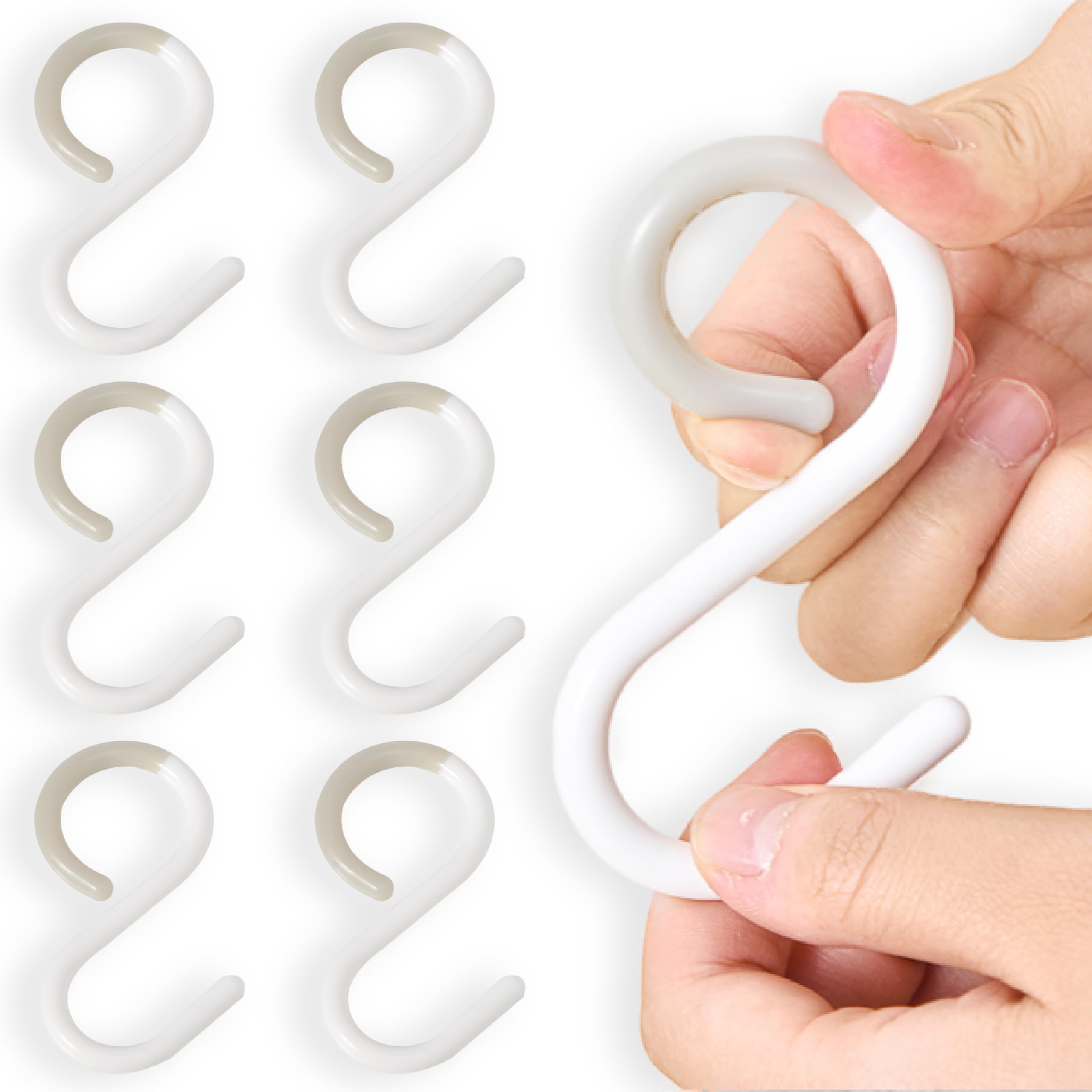 Amazon.com: AOKELEON 6 Pack Secure and Quiet Plastic S Hooks Rack Hanger S Shaped Hooks Hanging ...