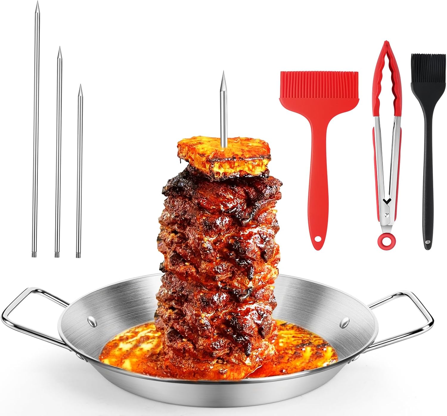 Amazon.com: 11" Al Pastor Skewer for Grill, Gyro Pan with Skewer, BBQ ...