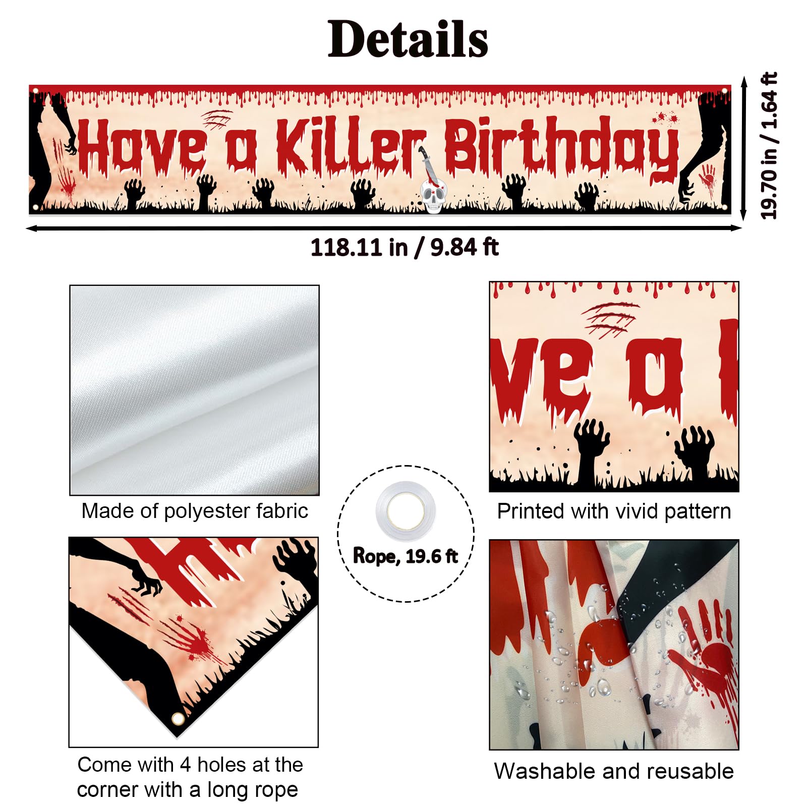 Snapklik.com : Large Have A Killer Birthday Banner, Halloween Birthday ...