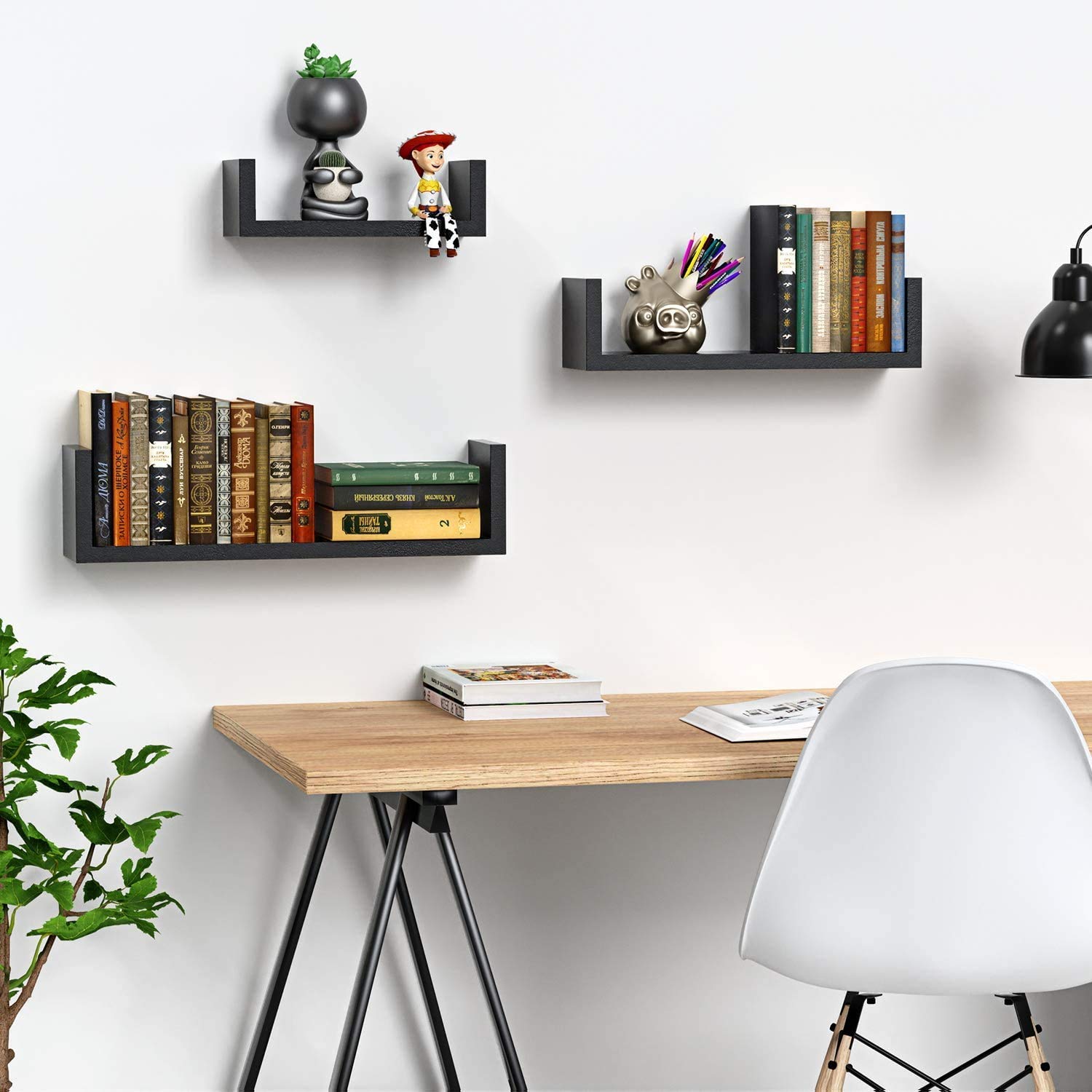Furniv U Wall Shelf/Racks and Shelves for Living Room Kitchen/Book Rack ...