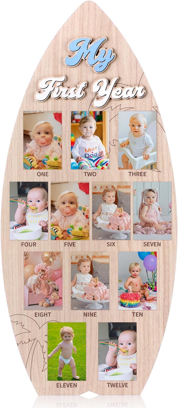Amazon.com: WAUAO Bow My First Year Birthday Board - One Year Of Photo ...