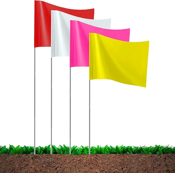 Amazon.com : 80Pack Red&White&Pink&Yellow Marking Flags, JIZHGRAD ...