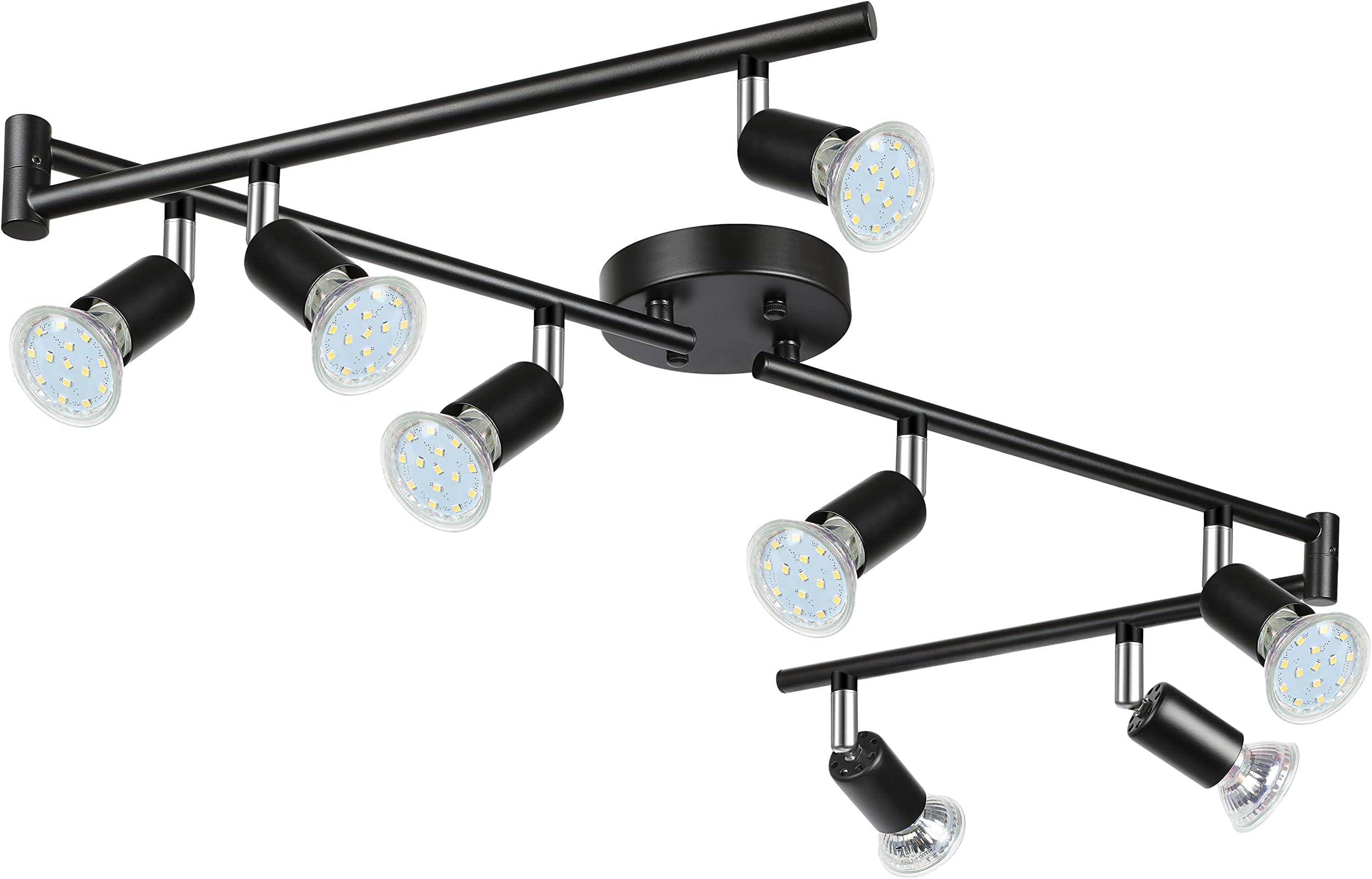 Unicozin LED 8 Light Track Lighting Kit, Black 8 Way Ceiling Spot ...