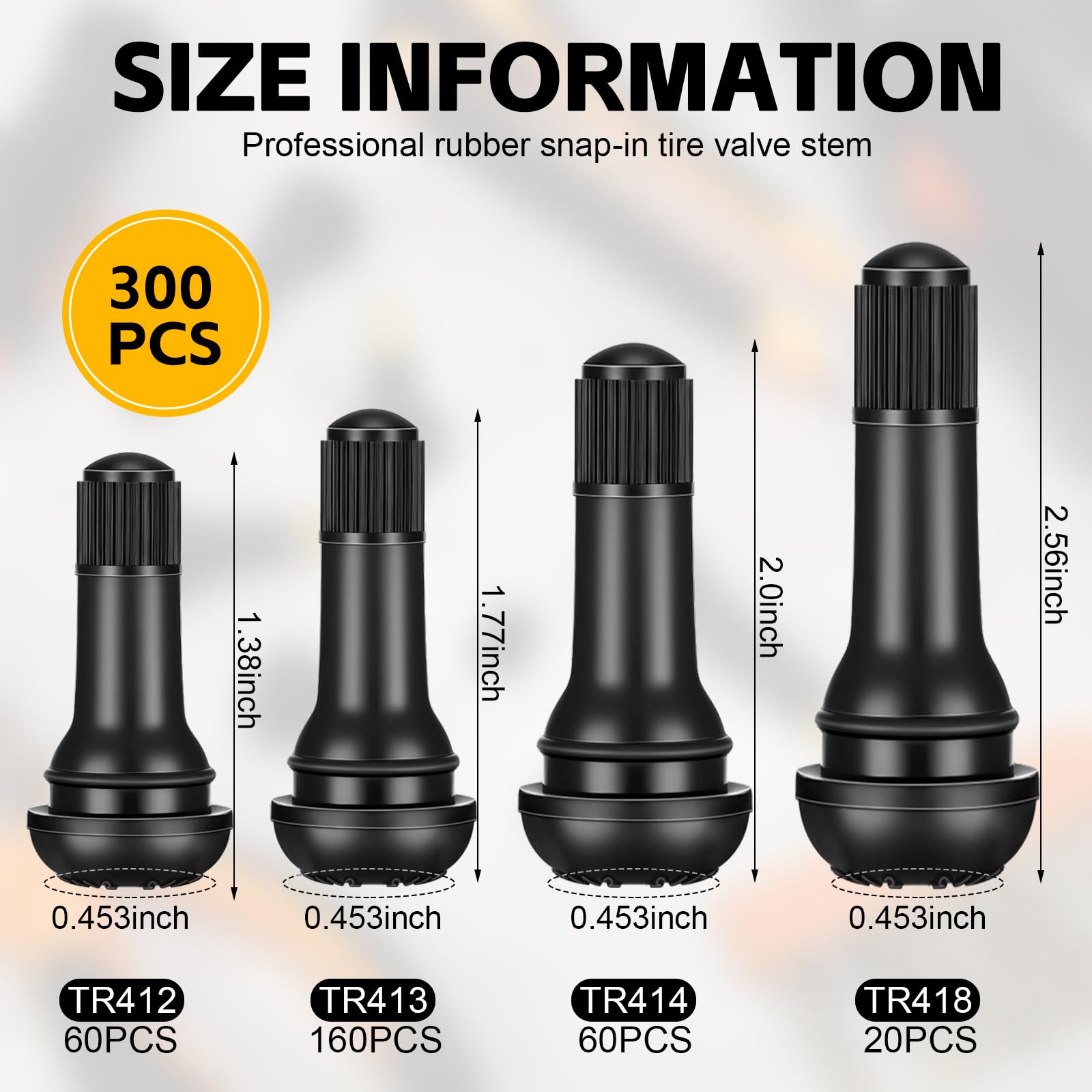 Snapklik.com : Datanly Rubber Snap In Tire Valve Stem TR412, TR413 ...