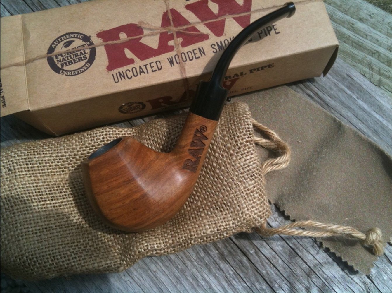 RAW Uncoated Wood Tobacco Smoking Pipe W/ Pouch, Tool, & Zen Pipe ...