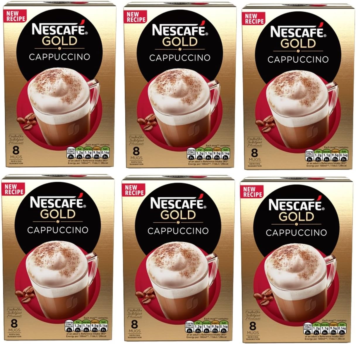 Amazon.com: NESCAFÉ Gold Cappuccino Instant Coffee, 8 Sachets, (Pack of ...