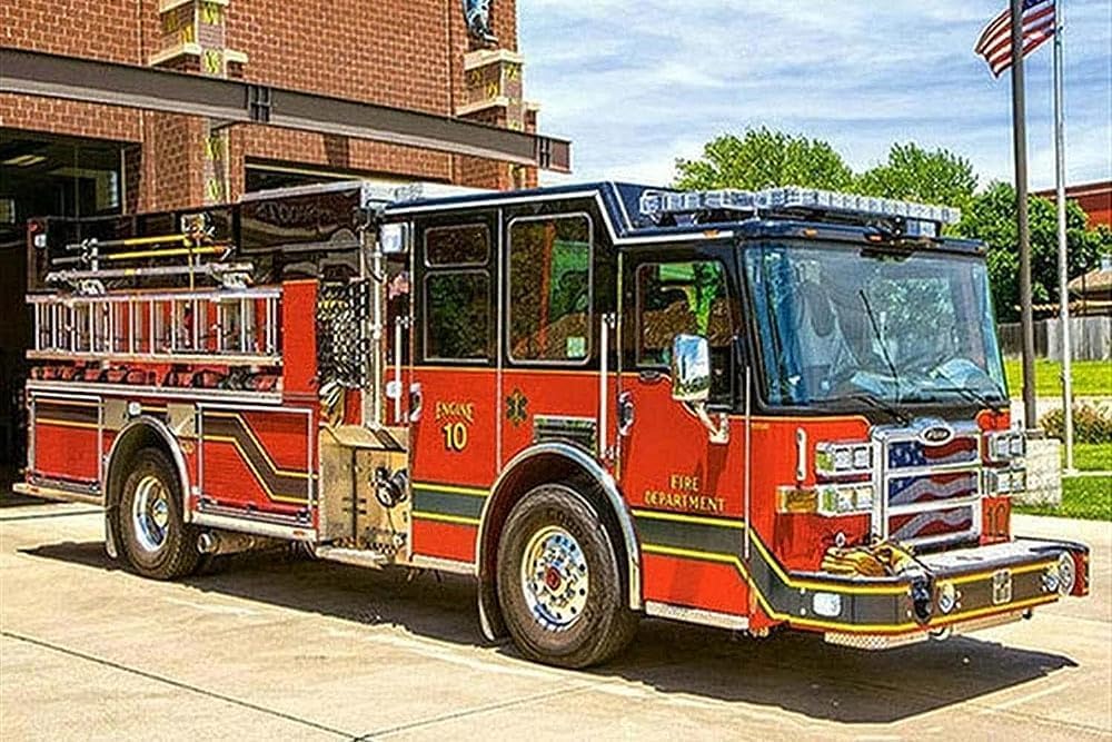 Amazon.com: Firefighter Fire Truck Wood Jigsaw Puzzle, 500 Piece Jigsaw ...