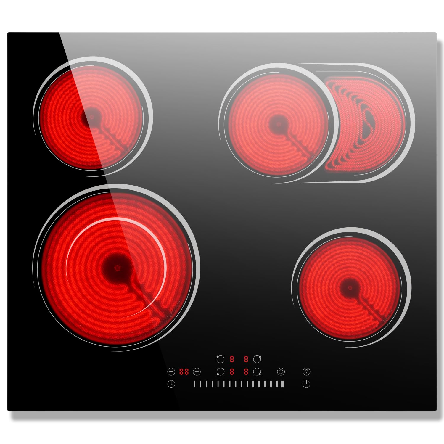 Buy Electric Hob 60cm, Nefaracy 4 Zone Ceramic Hob with Slide Control ...