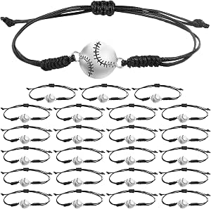 Amazon.com: NQEUEPN 24pcs Baseball Bracelets, Hand Braided Rope ...