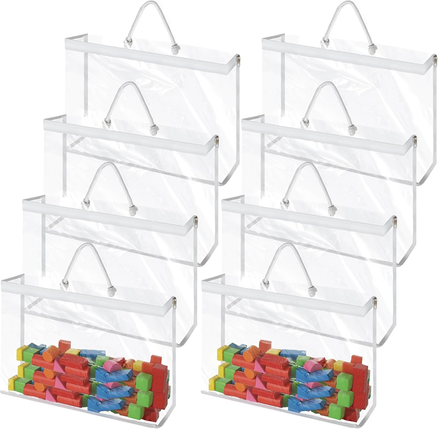 Amazon.com: 12 Pack Clear PVC Toy Storage Bag with Zipper, Plastic Toy Storage Bags with Handle ...