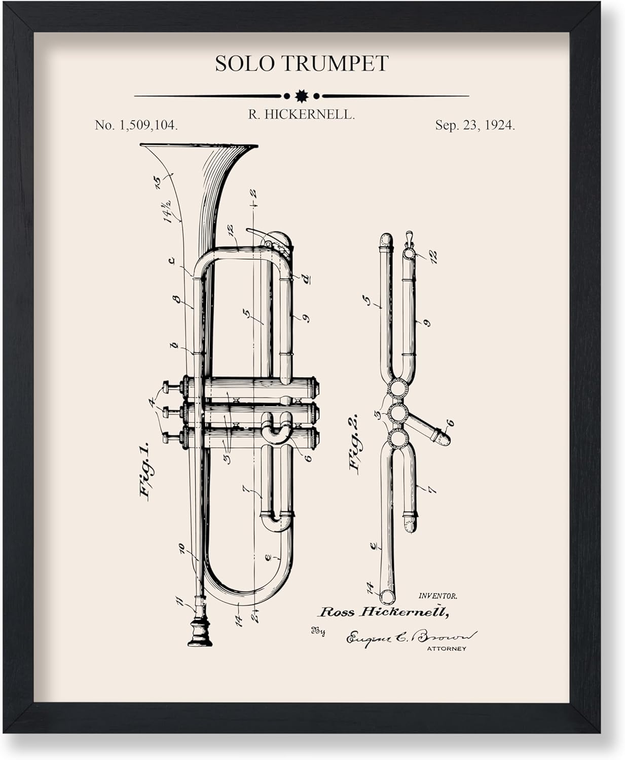 Amazon.com: Poster Master Trumpet Blueprint Poster - Trumpet Patent ...