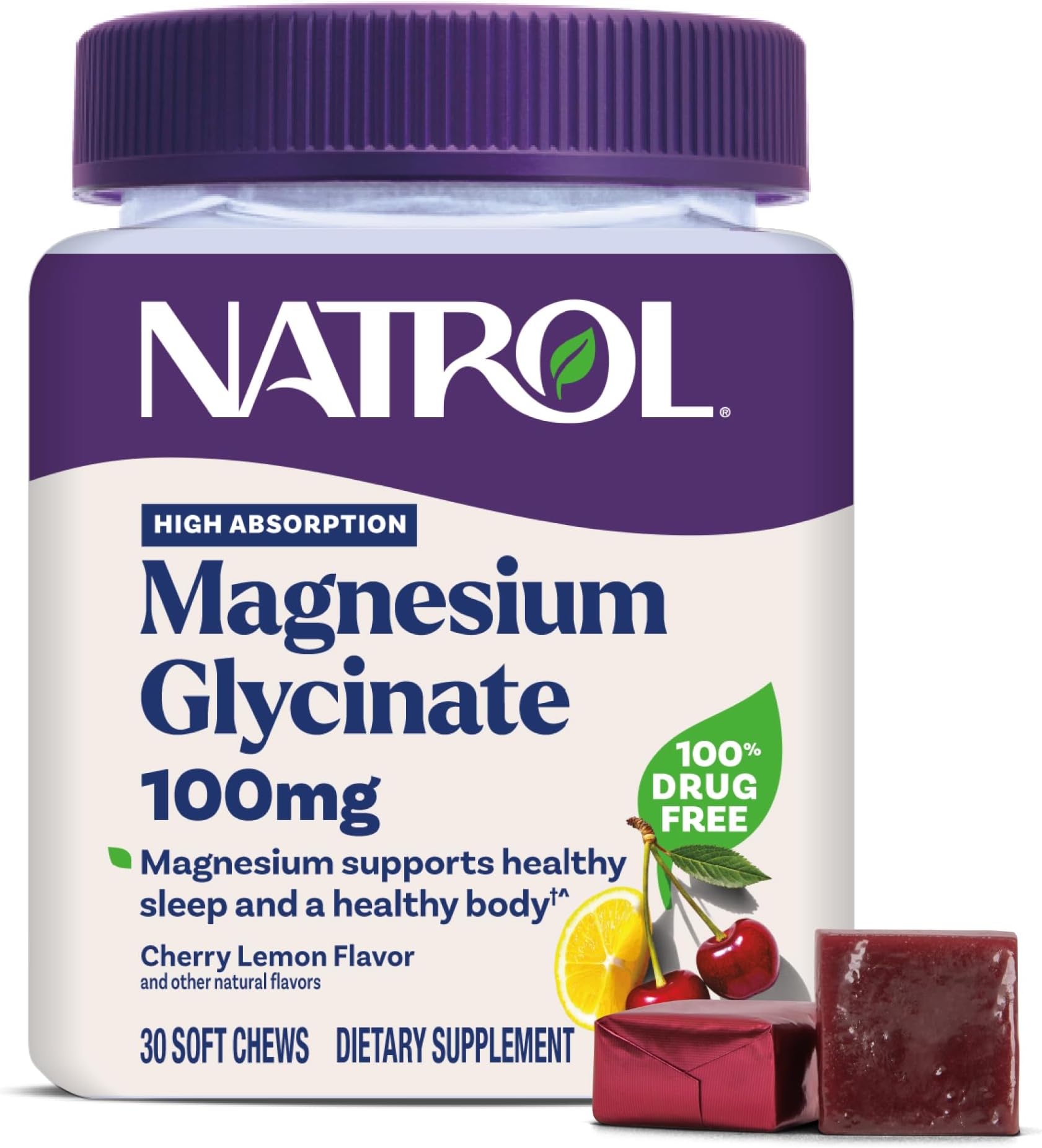 Amazon.com: Natrol Magnesium Glycinate Supplements 100mg, Cherry Lemon ...