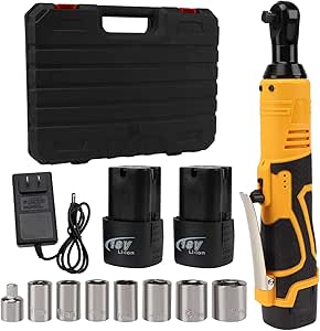 3/8" Electric Ratchet Wrench Set, 500RPM Cordless Ratchet Wrench with 7 ...