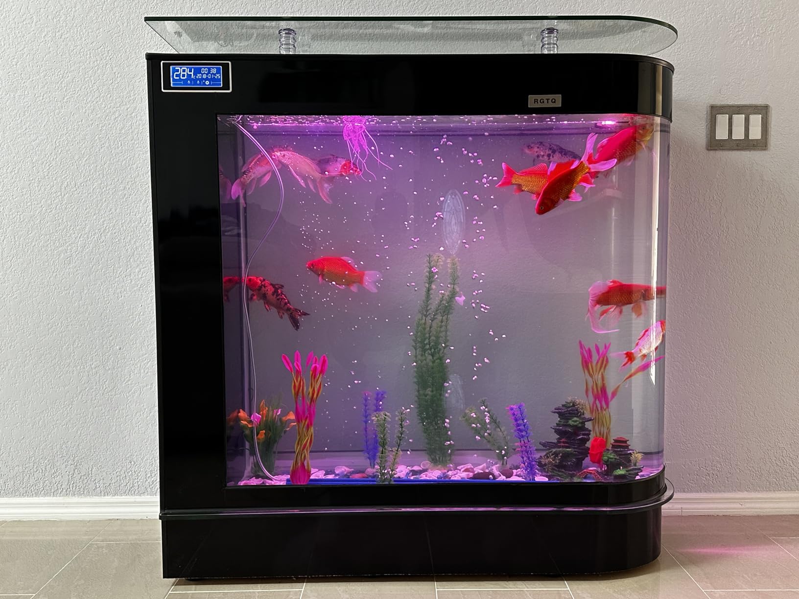 $84/mo - Finance Black Fish Tank 124Gal LED Aquarium Kit Upright Fish ...