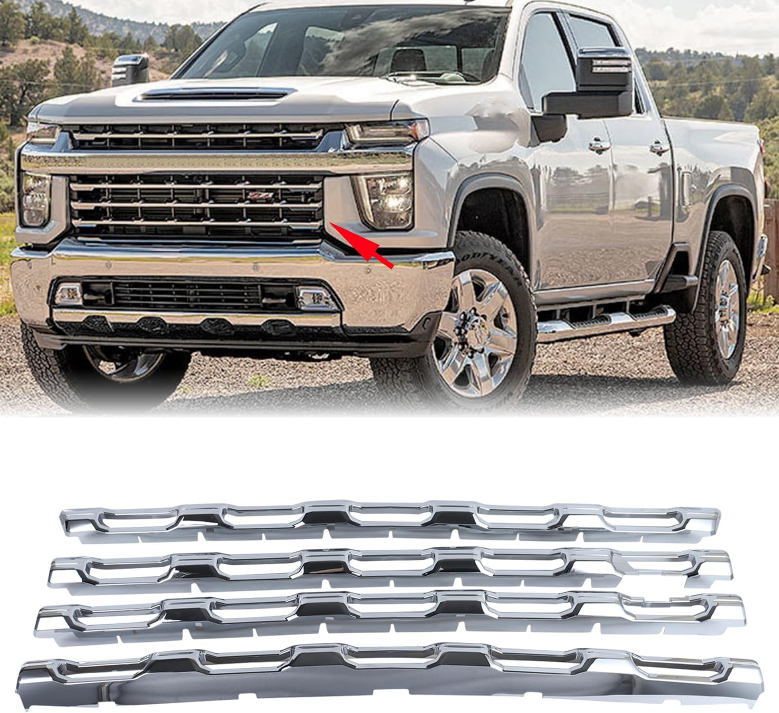 Amazon.com: YEQSHNG Chrome Grille Grill Compatible with 2020 2021 2022 ...