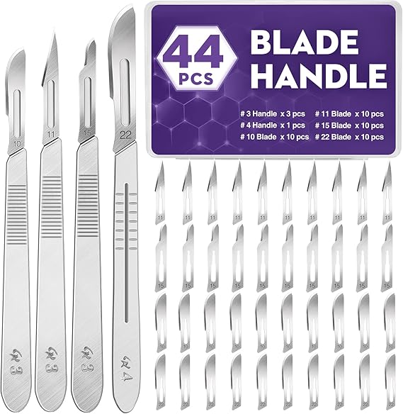 Amazon.com: 44 PCS 40 Scalpel Blades with #10#11#15#22 Scalpels ...