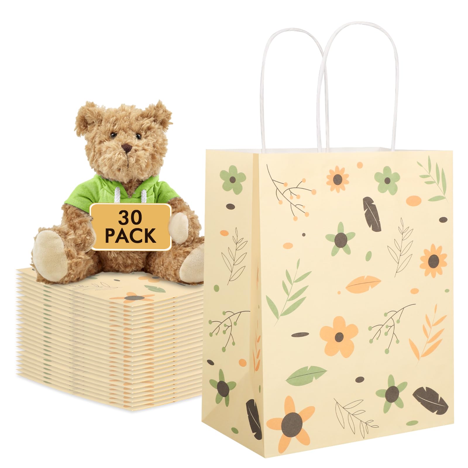 Kraft Paper Bags 30Pcs 8x4.75x10 Inches Small Paper Gift Bags with ...